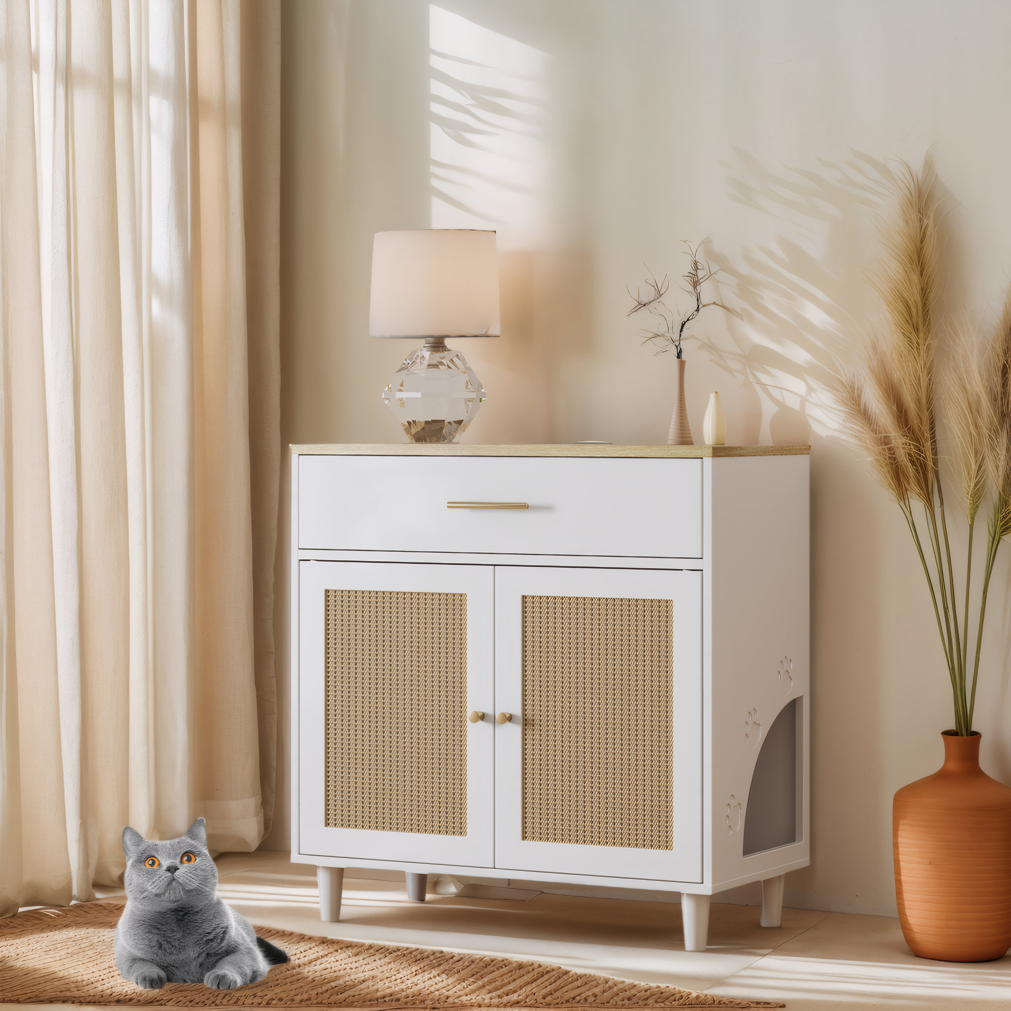 Tucker Murphy Pet™ Wooden Cat Litter Box Furniture Enclosure with ...