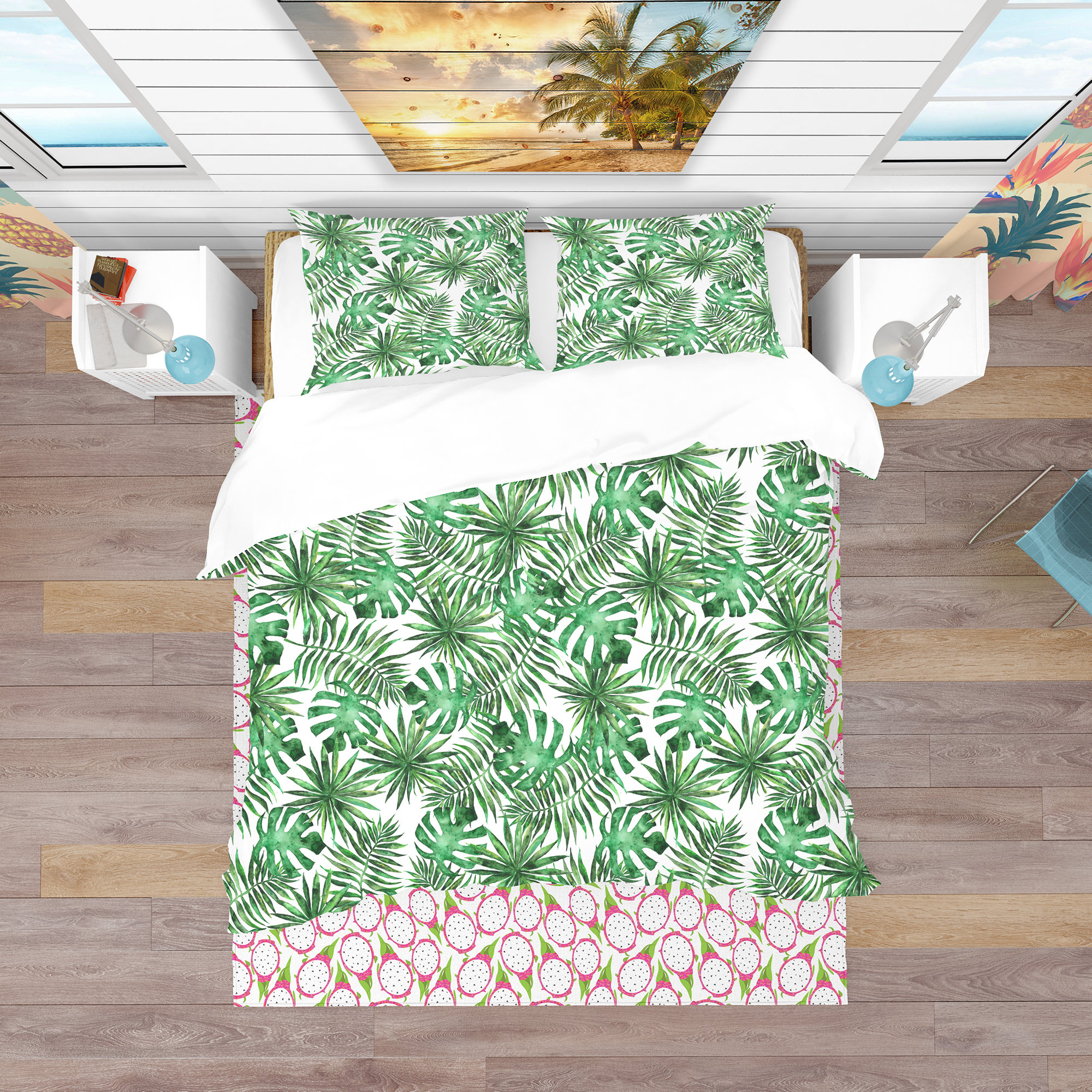 Design Art Leaves & Brunches of Tropical Plants & Trees - Nature Duvet ...