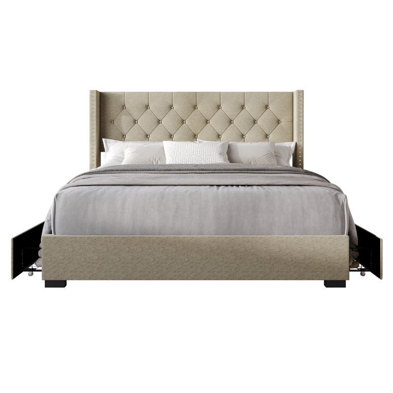 Winston Porter Sauger Upholstered Wingback Storage Bed & Reviews | Wayfair
