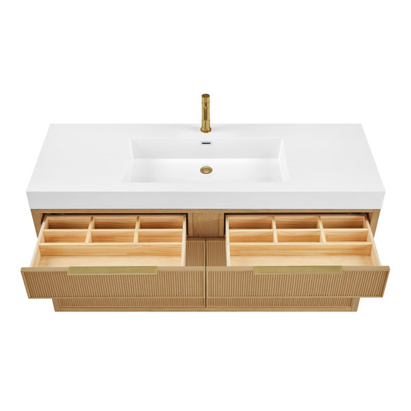 Latitude Run® Grunwald 60" Single Bath Vanity in Washed Ash Grey with ...