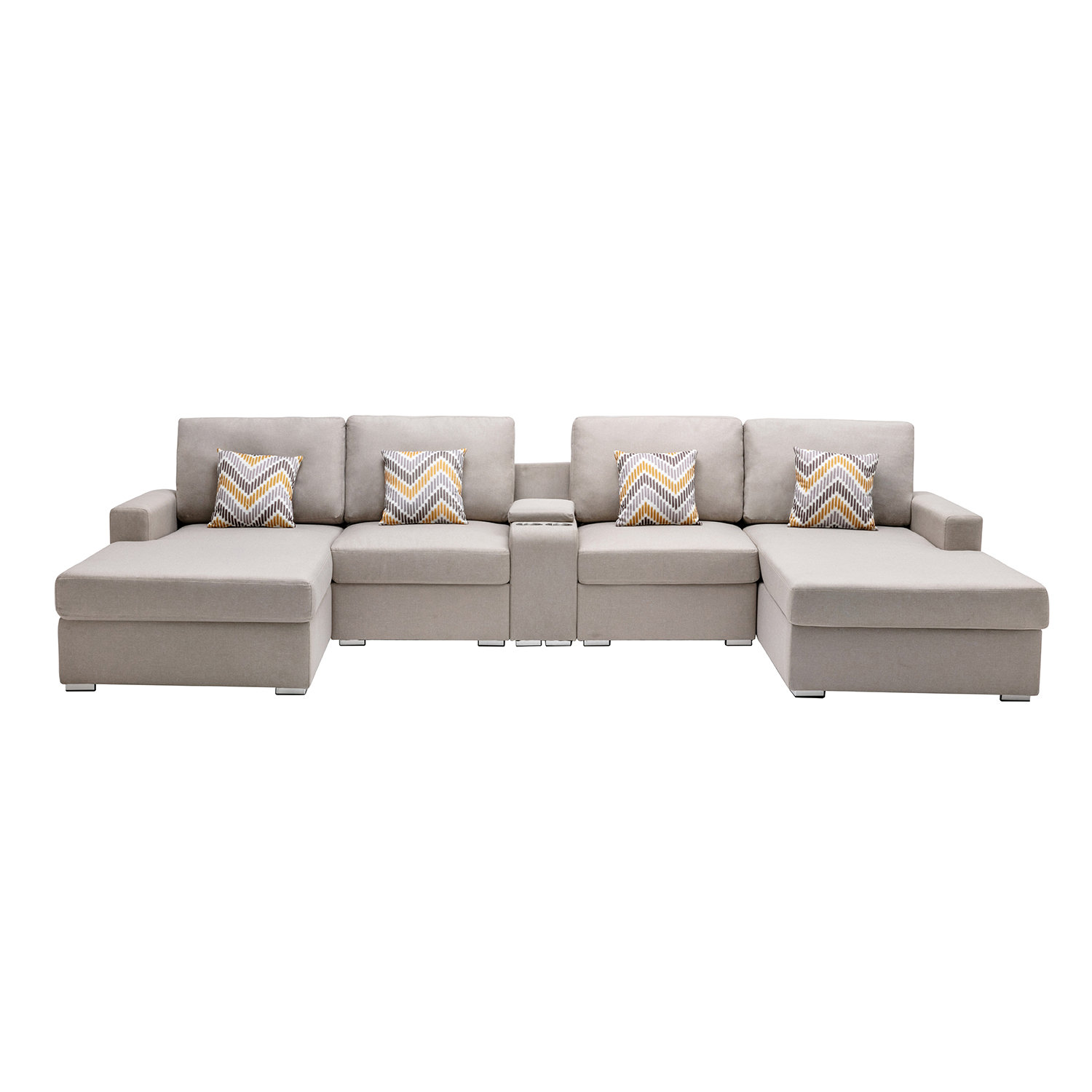 Latitude Run® Linen Fabric 5 Piece Double Chaise Sectional Sofa With ...