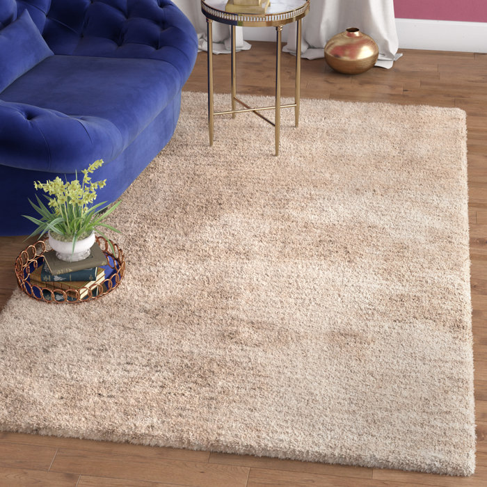Lark Manor Delane Handmade Shag Champagne Area Rug & Reviews | Wayfair