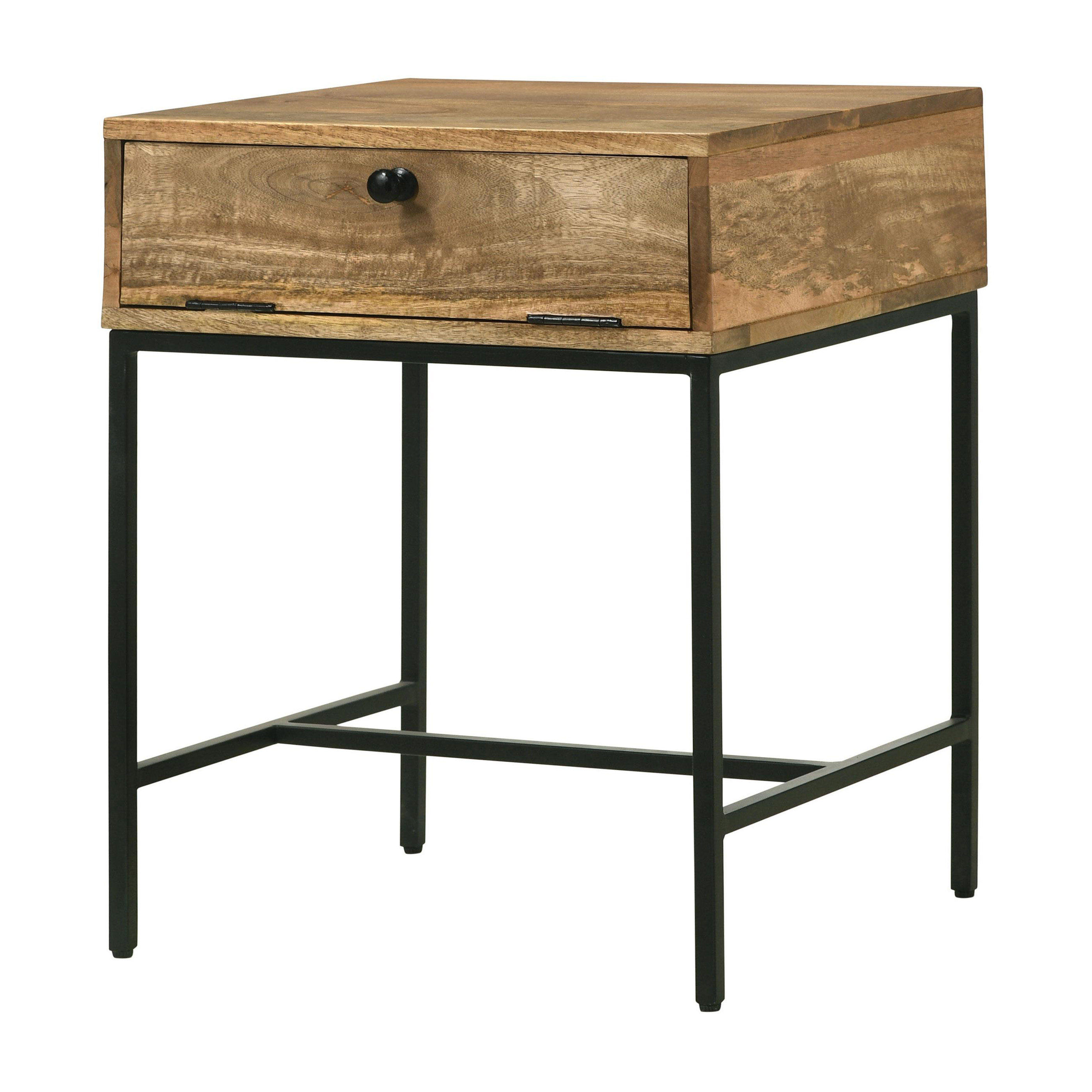 17 Stories Rectangular Side End Table with Storage Honey Brown | Wayfair
