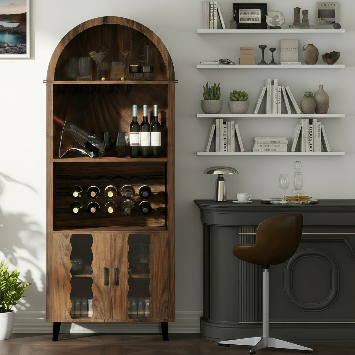 17 Stories American Country Style Arched High Bar Counter With Wine ...