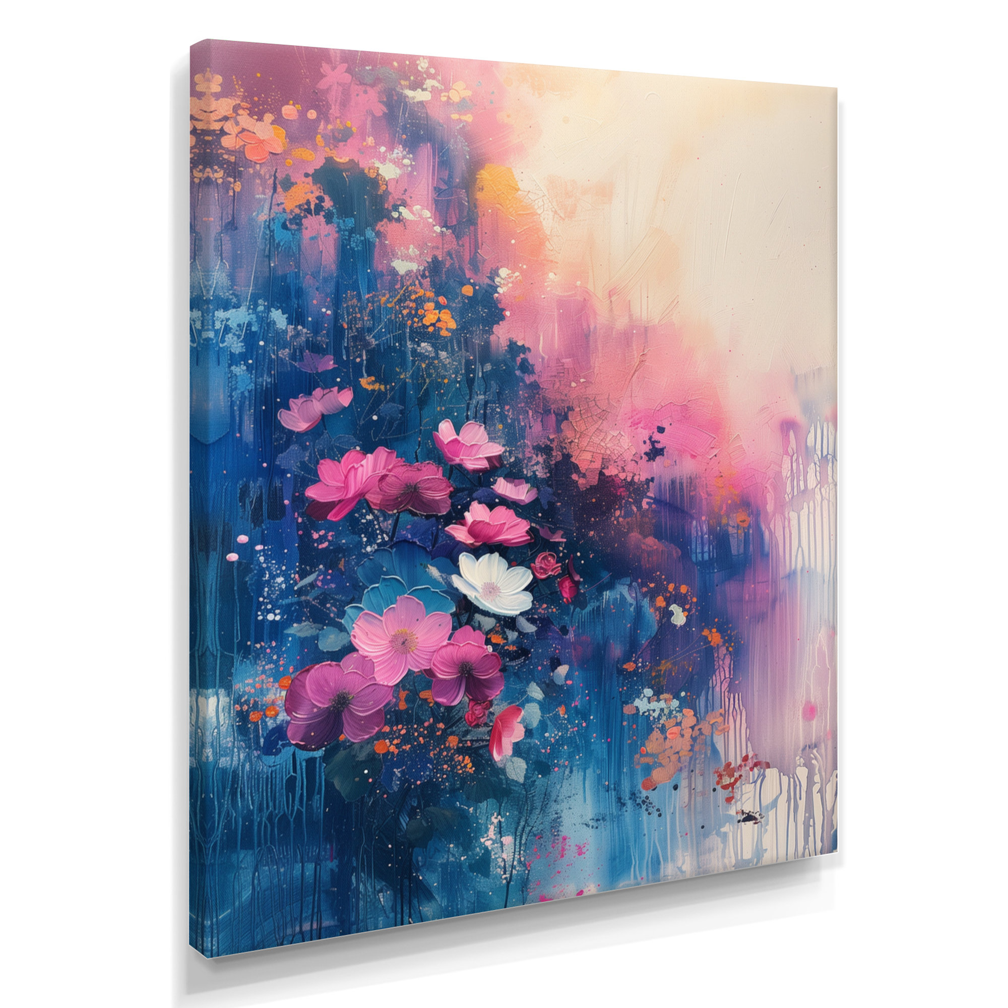 Winston Porter Blue Pink Cosmic Connection Flowers Collage - Flowers ...