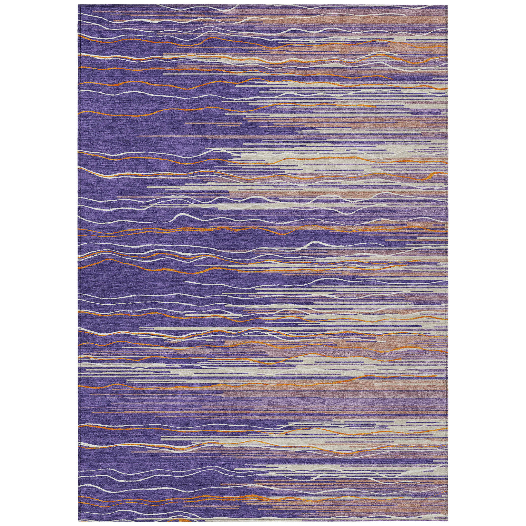 HomeRoots 10' X 14' Purple Striped Washable Indoor Outdoor Area Rug ...