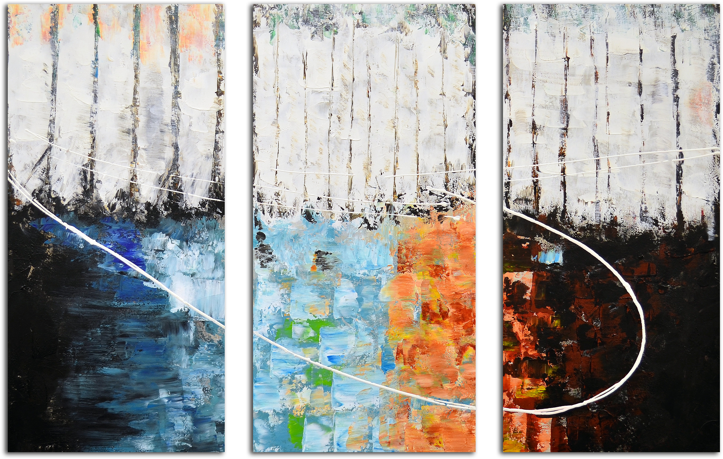 Omax Decor Blocks of Fire and Ice 3 Piece Painting on Canvas Set ...
