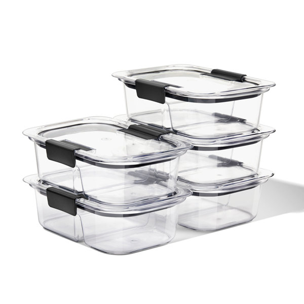 Rubbermaid Brilliance Meal Prep Containers Set, 2-Compartment, 2.85 Cup ...