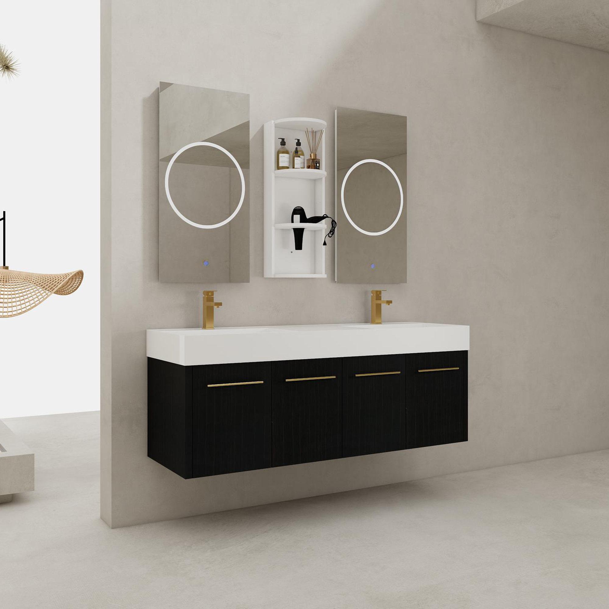 Latitude Run® 60 Inch Wall-Mounted Bathroom Vanity with Sink and ...