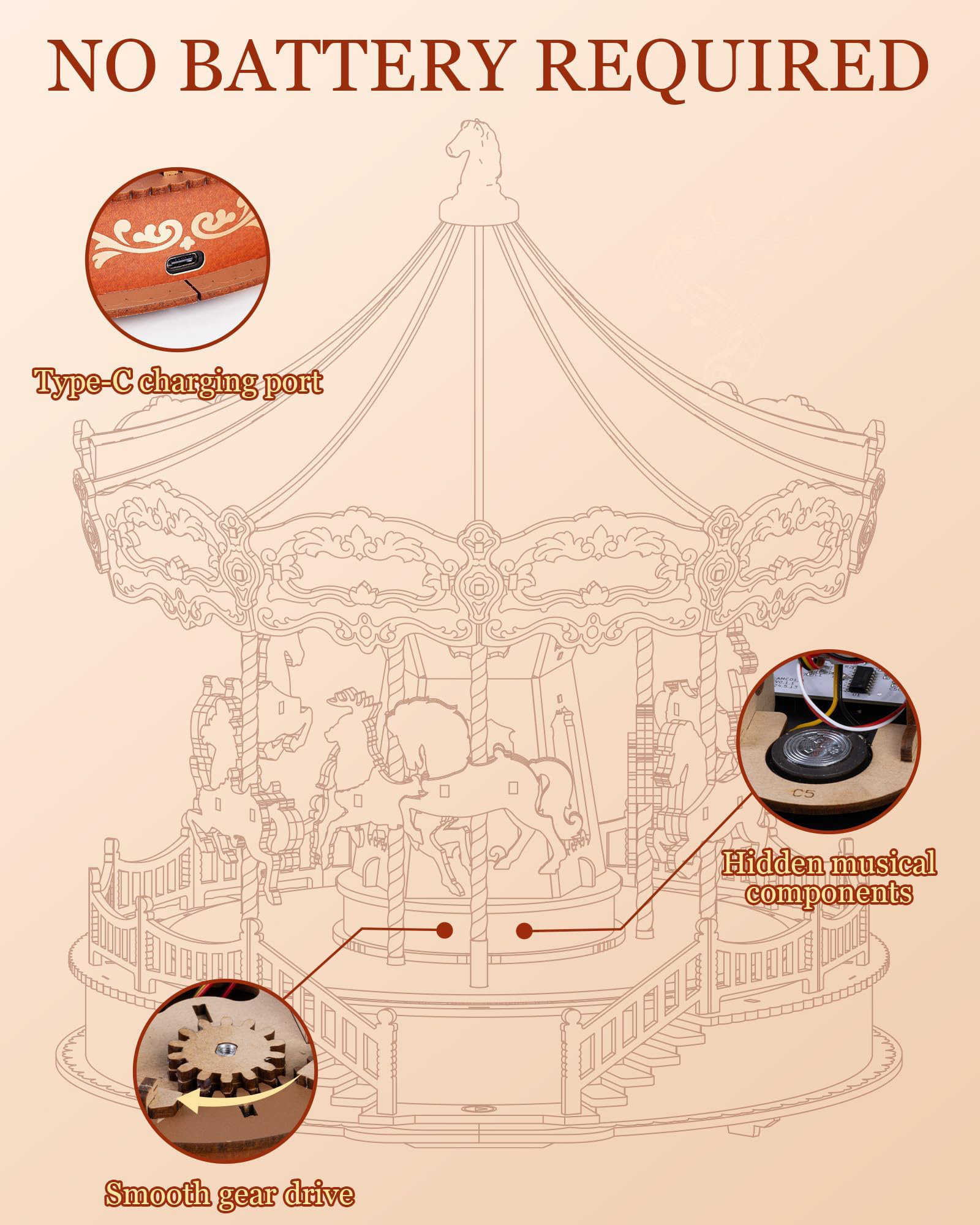 Trinx Classic Carousel Music Box Puzzle for Princesses and Teens | Wayfair
