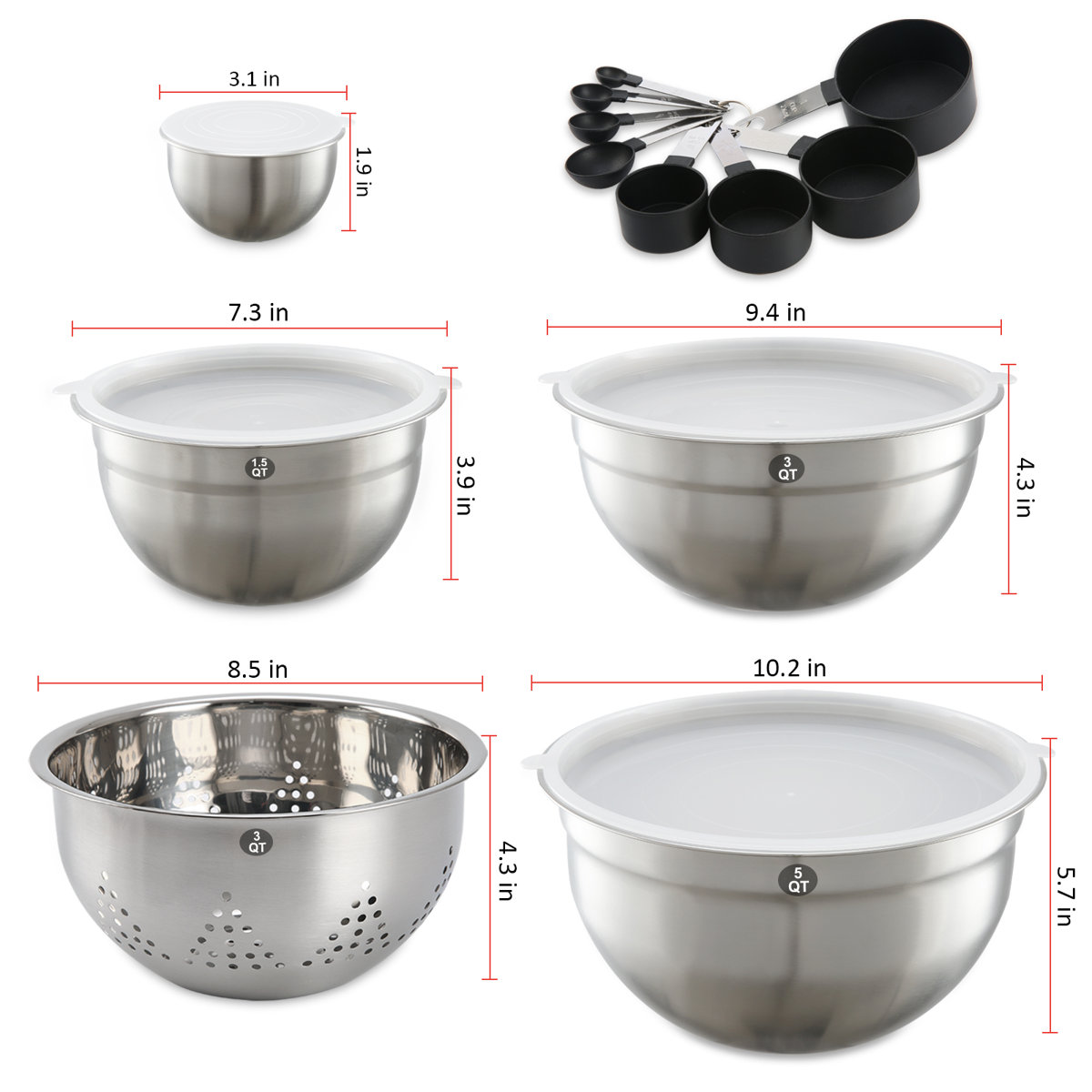 Koomade Stainless Steel 23 Piece Nested Mixing Bowl Set | Wayfair