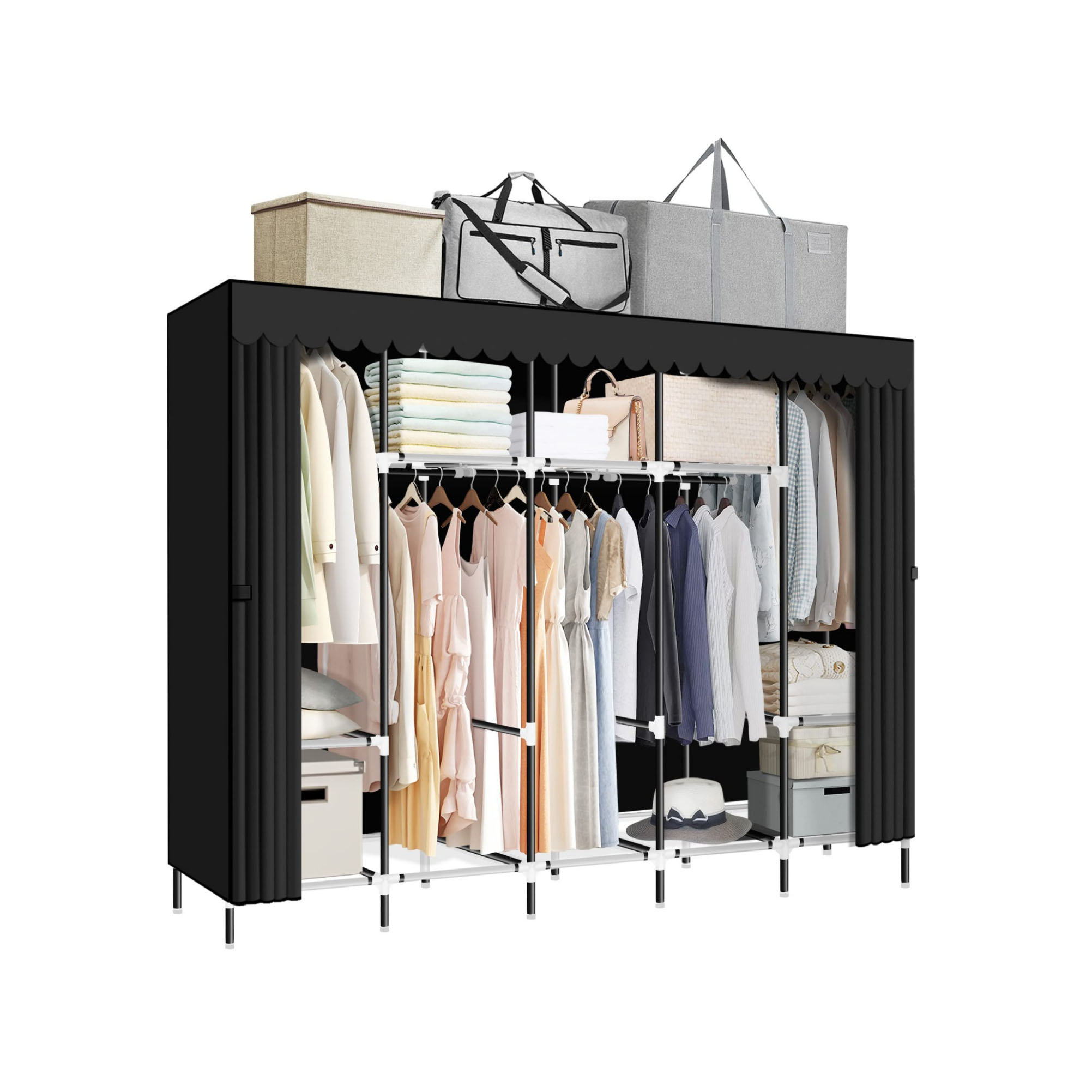 Rebrilliant Portable Closet, Great Size 82-Inch Portable Wardrobe With ...