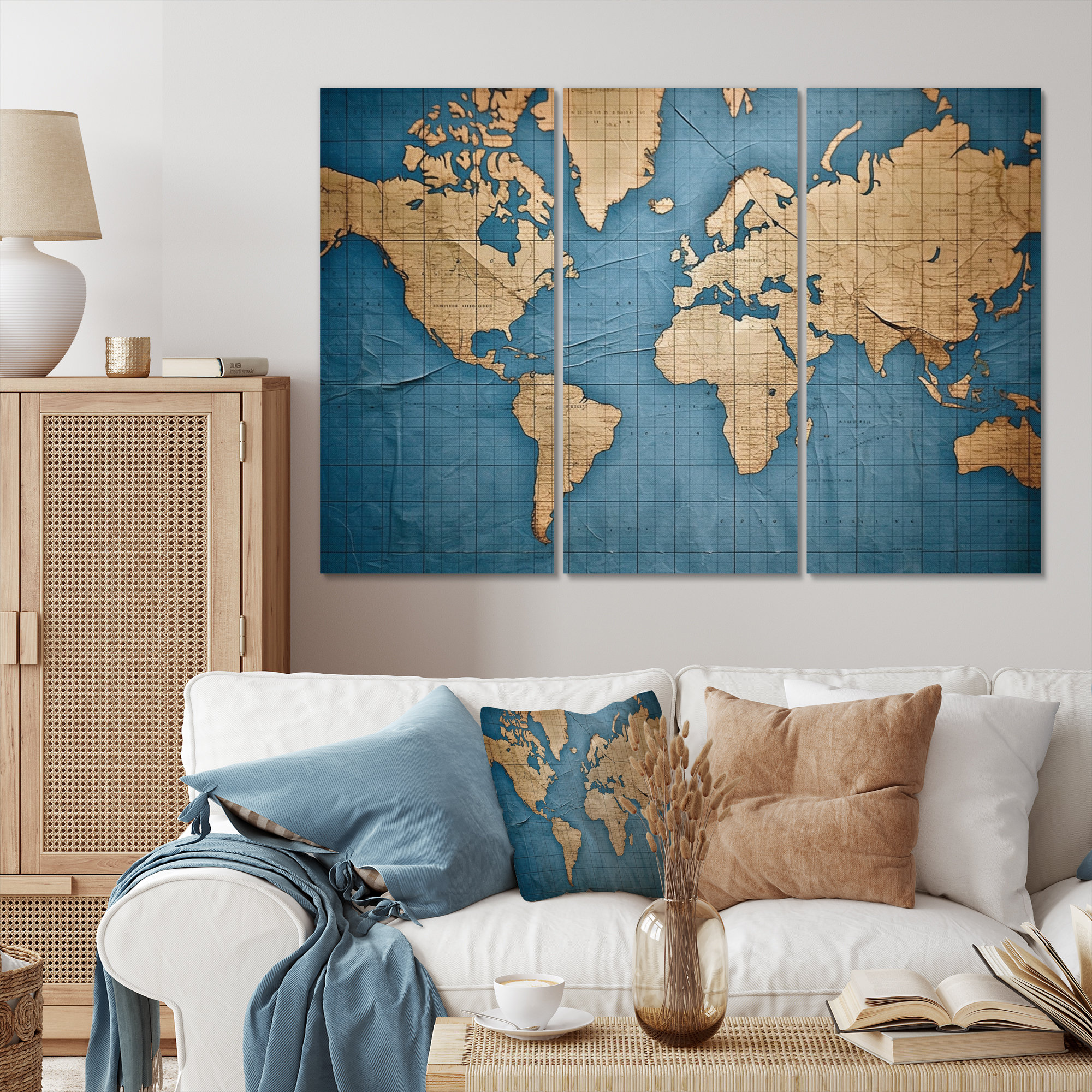 Breakwater Bay Ancient Map Of The World VII - Maps Canvas Prints Set ...