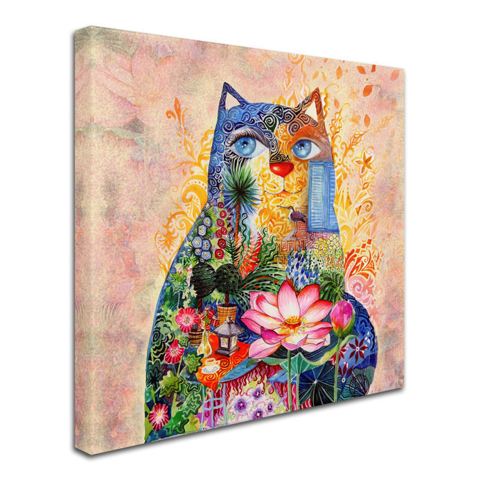 Ebern Designs 'Lotus Cat' Graphic Art Print on Wrapped Canvas & Reviews ...