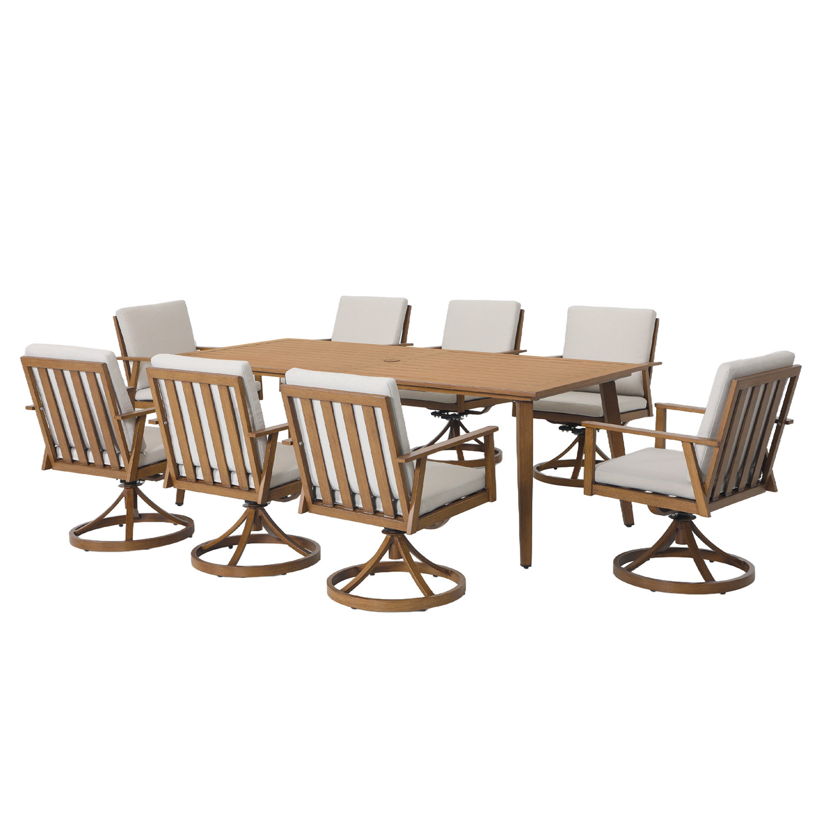 Corrigan Studio® Seehill Aluminum Outdoor Dining Set, Swivel Rotating ...