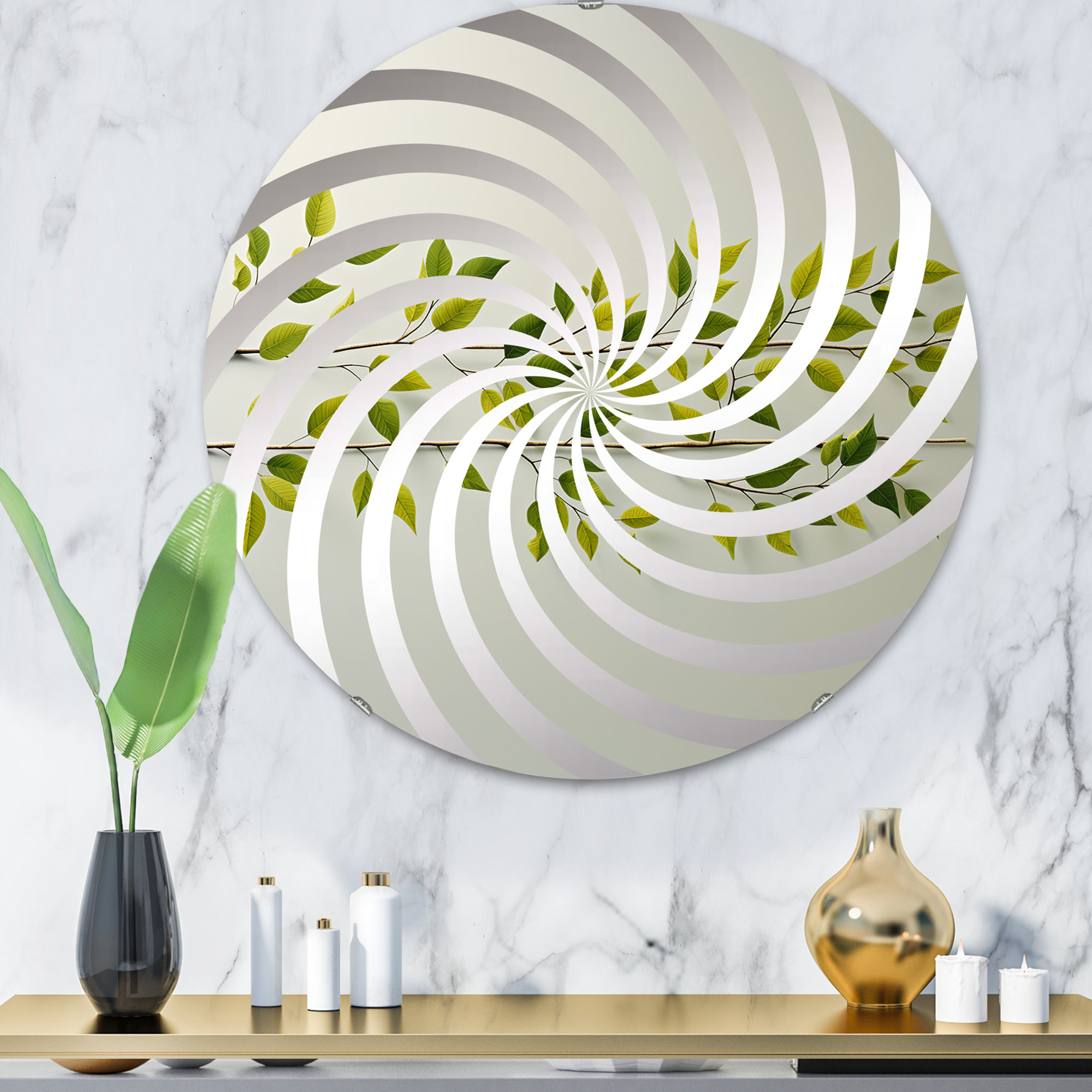 East Urban Home Green Ferm Simple Collage - Vortex Decorative Mirror ...