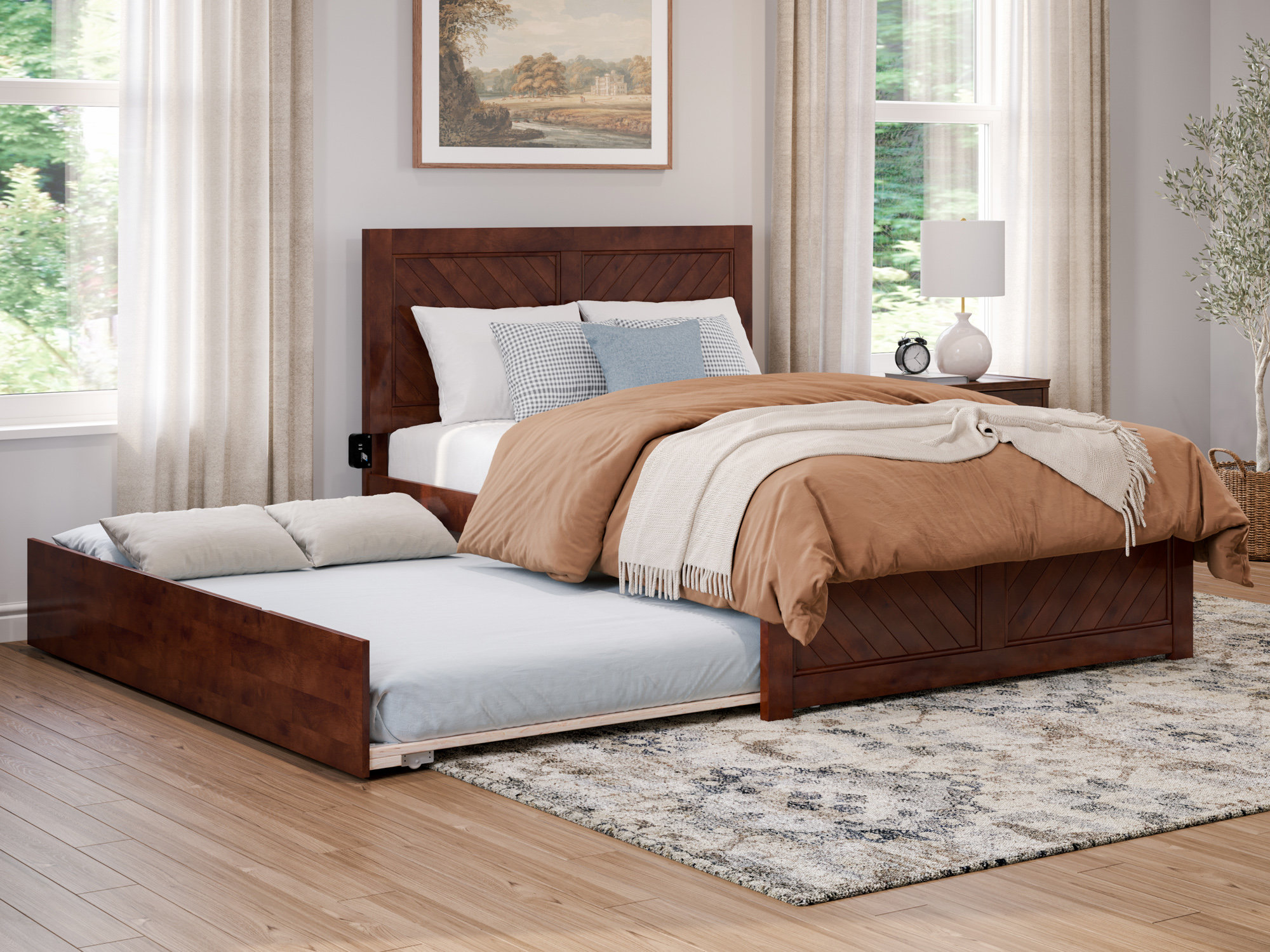 Red Barrel Studio® Jeinny Full Size Solid Wood Platform Bed with Full ...