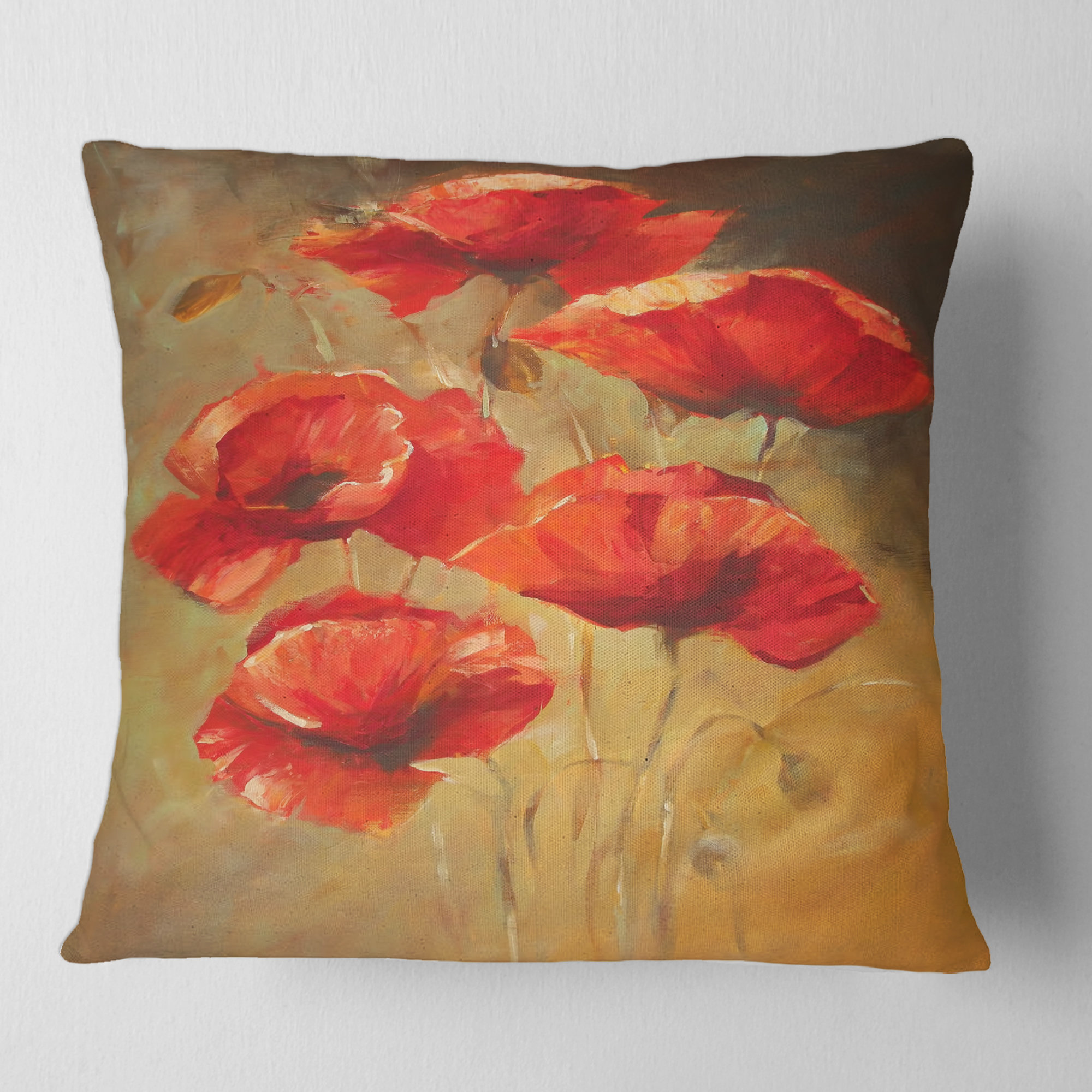 Design Art Vintage Blooming Poppies II - Traditional Printed Throw ...