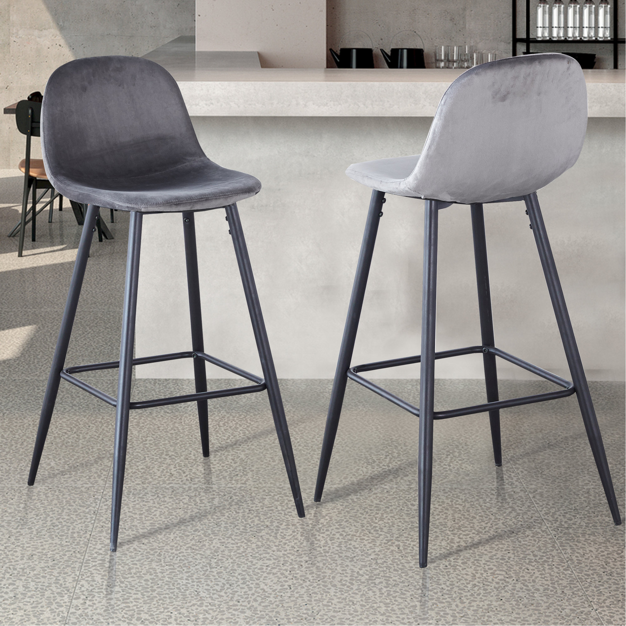 George Oliver Two Pieces Bar Stools, Modern Counter Bar Height Chair ...