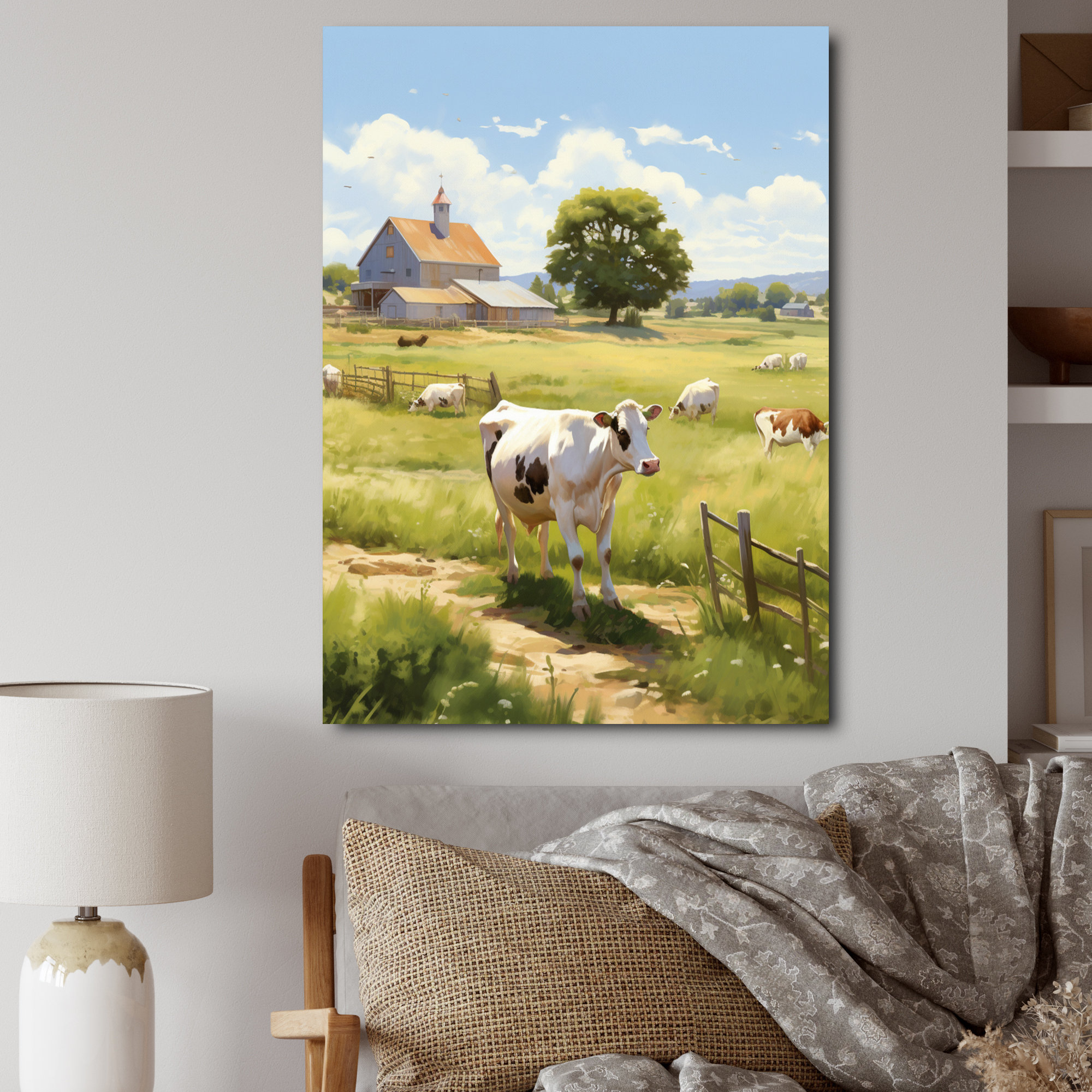 Rosalind Wheeler Cow Dairy A Serene - Animals Wall Decor - Wayfair Canada