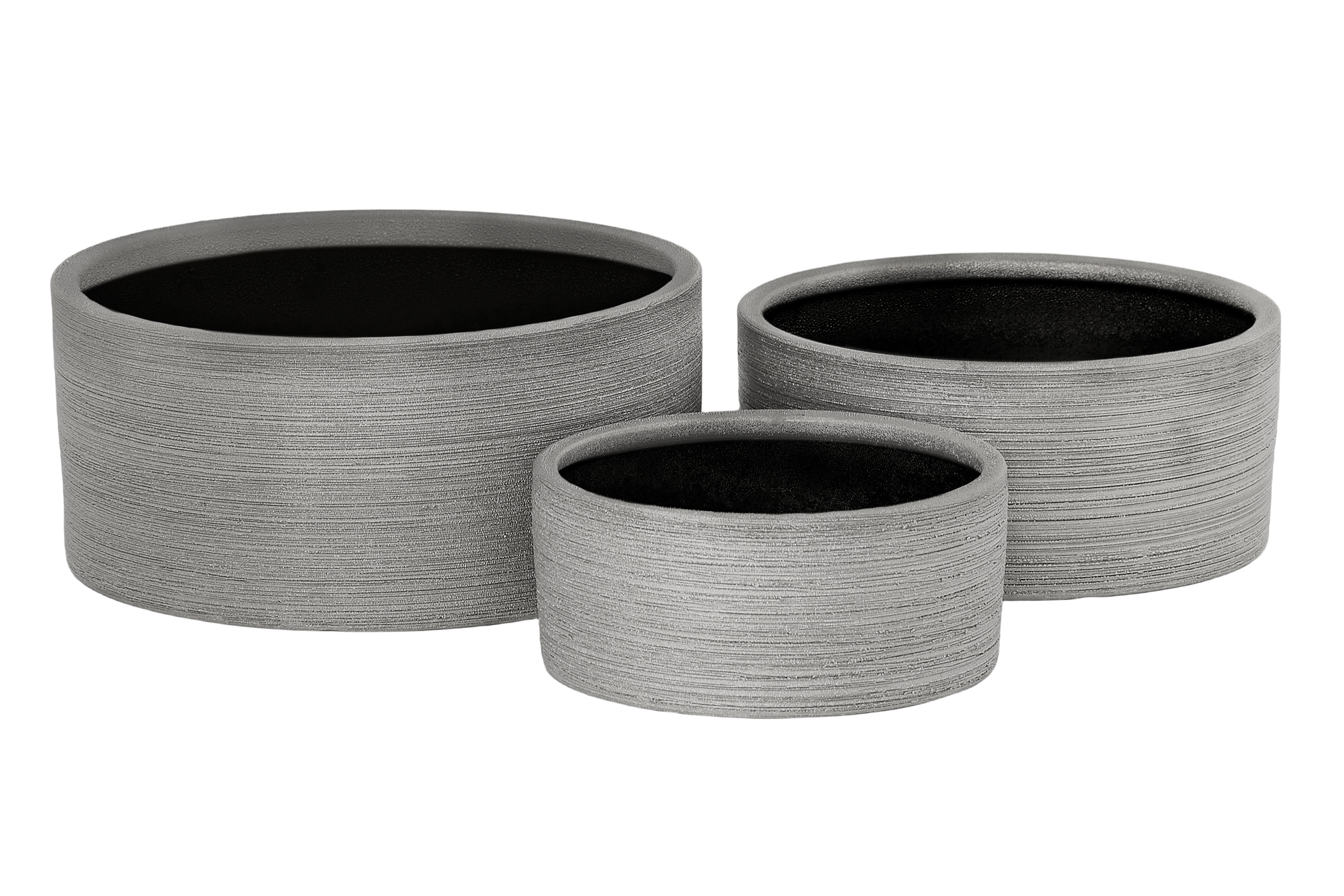 Latitude Run® Ceramic Round Pot Set Of Three Matte Finish Silver | Wayfair