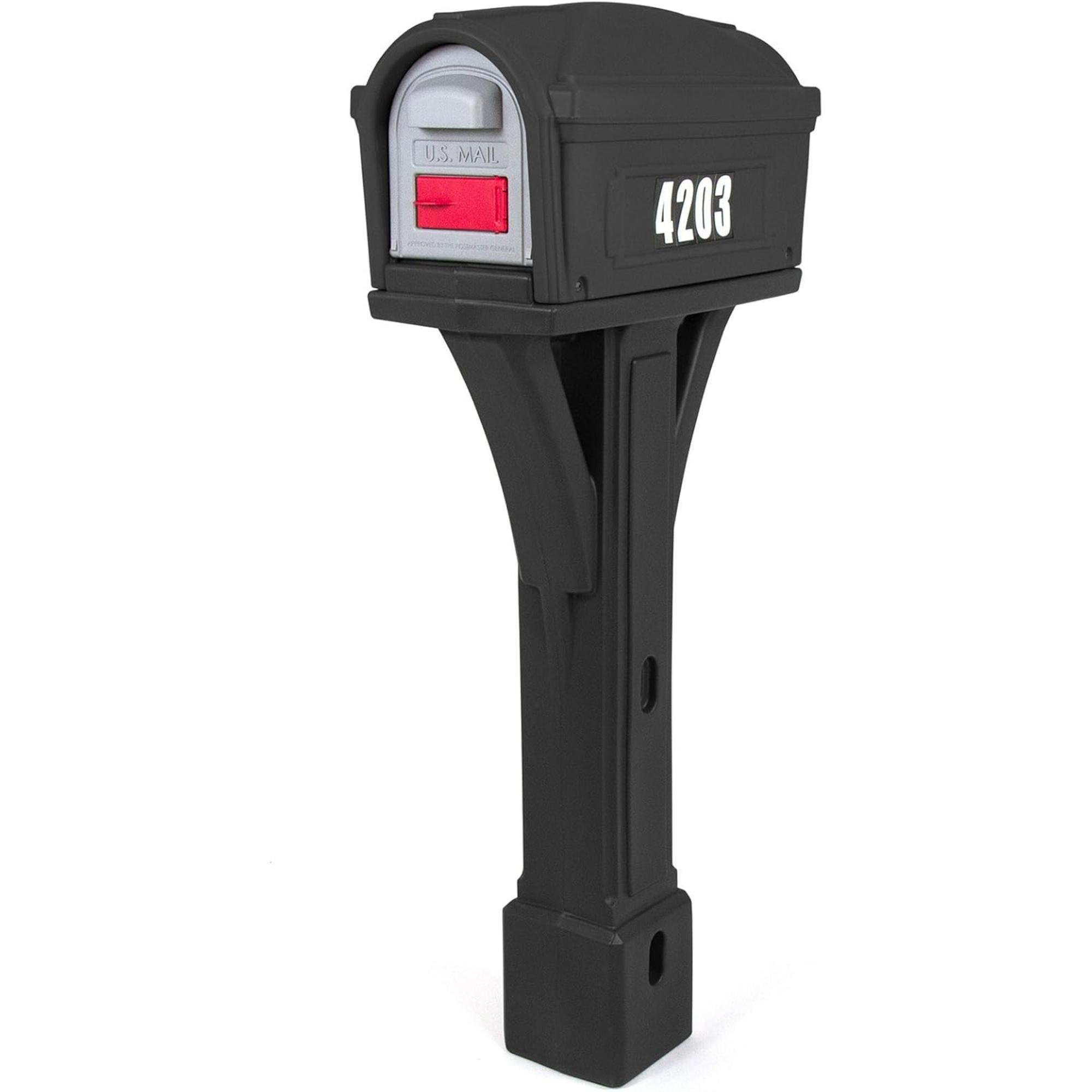 Textiles Hub Classic Plastic Residential Mailbox & Post Mount Combo Kit ...