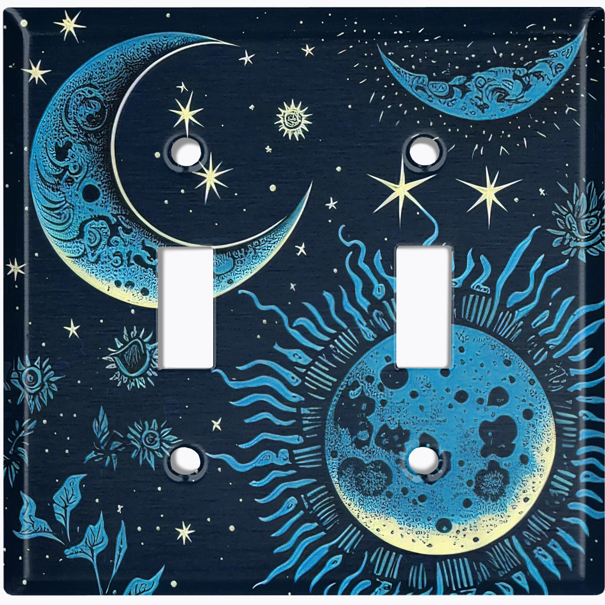 WorldAcc Astronomy Space Sun Star Moon 2-Gang Toggle Light Switch Wall ...