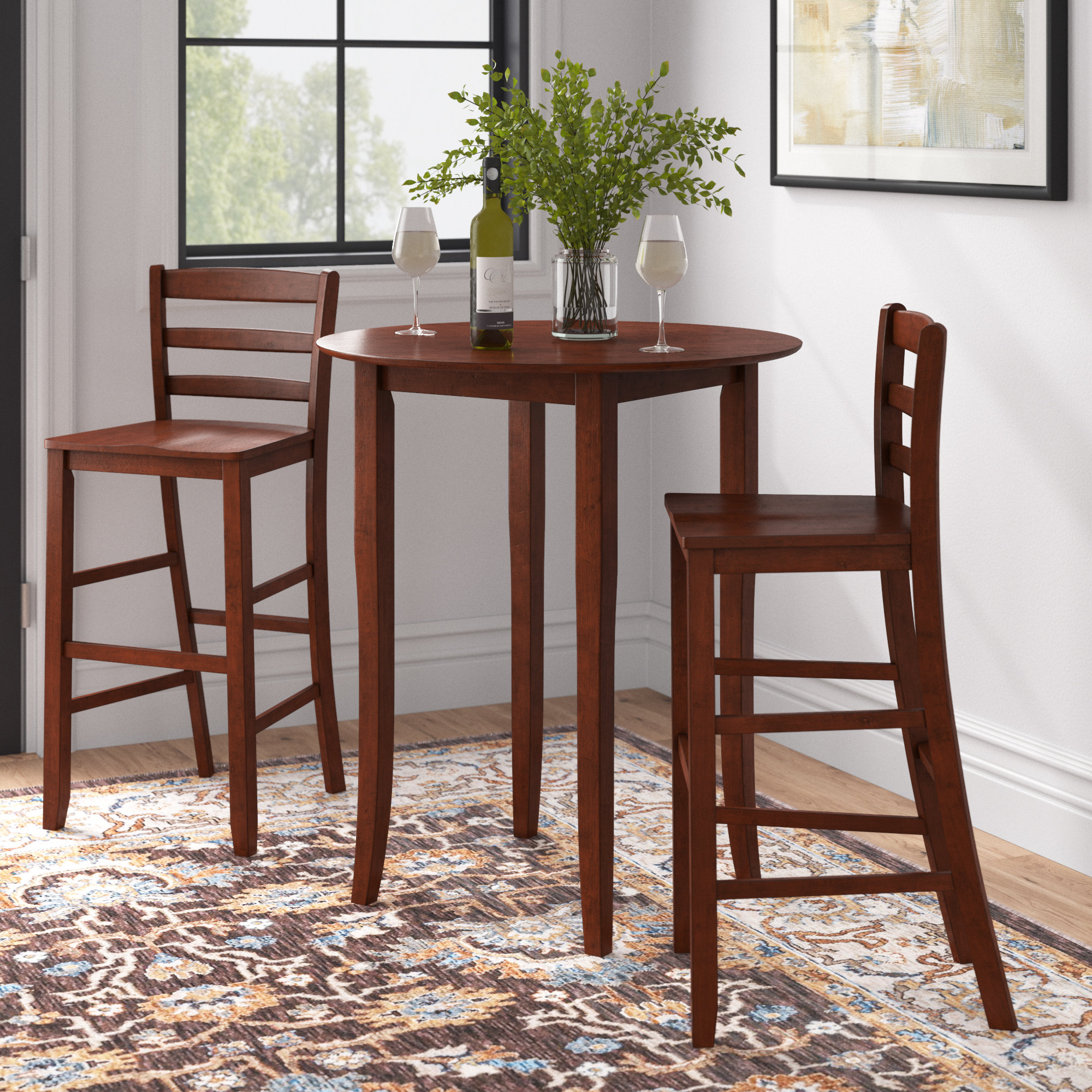 Lark Manor™ Aseya 3 - Piece Counter Height Solid Wood Dining Set | Wayfair