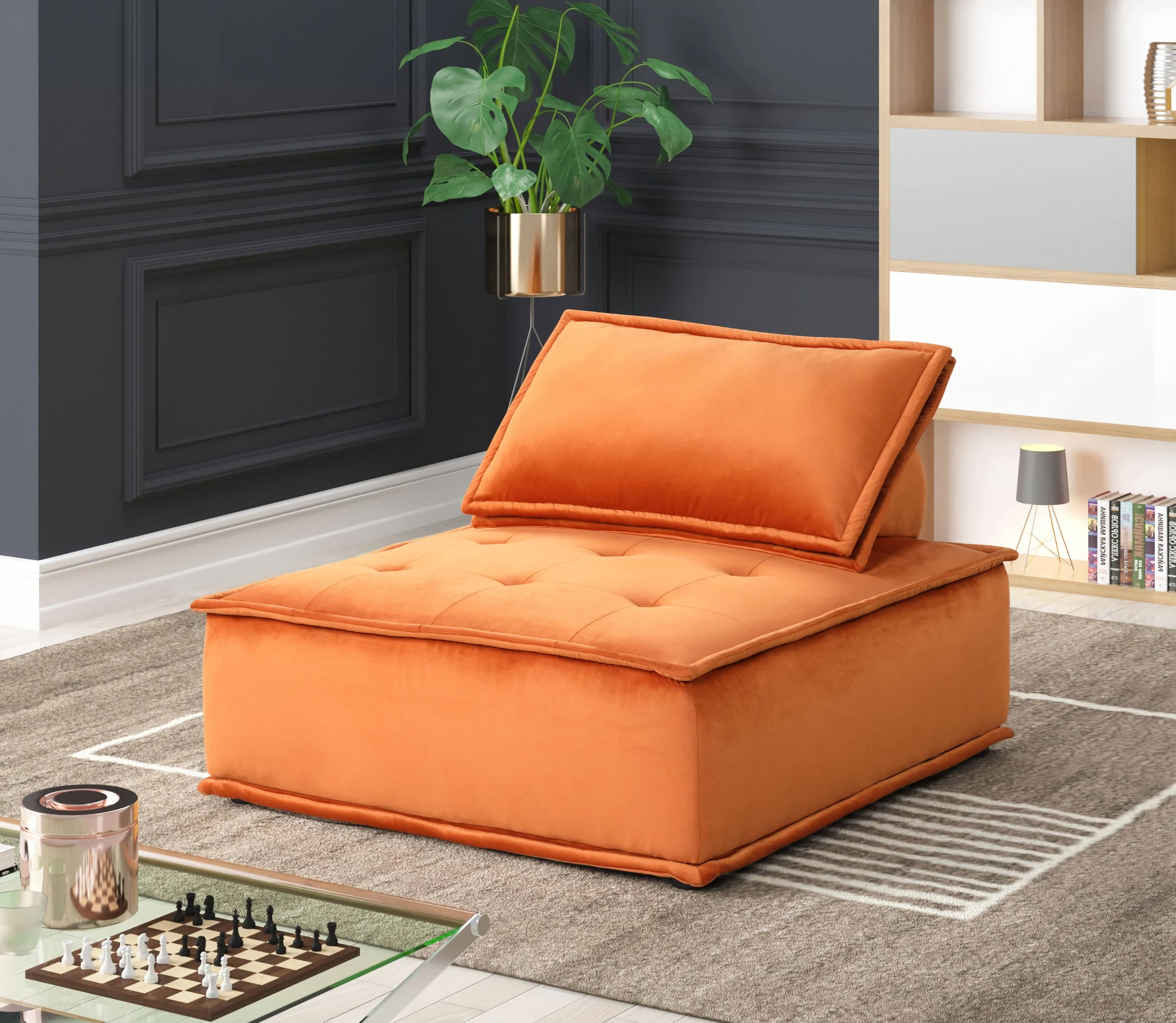 Everly Quinn 40" W Tufted Velvet Slipper Chair | Wayfair