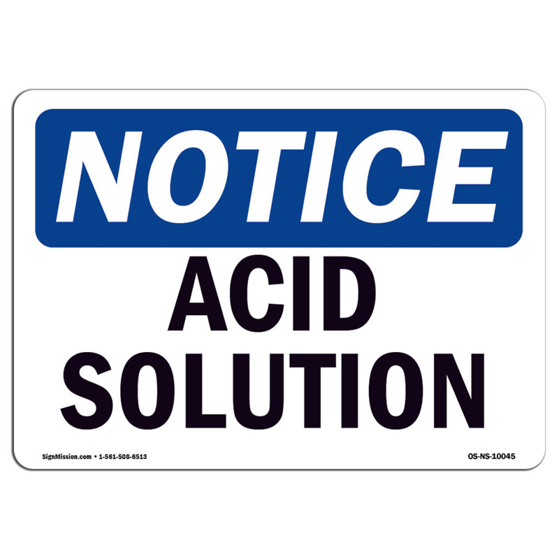 SignMission OSHA Notice - Acid Solution Sign | Heavy Duty Sign Or Label ...