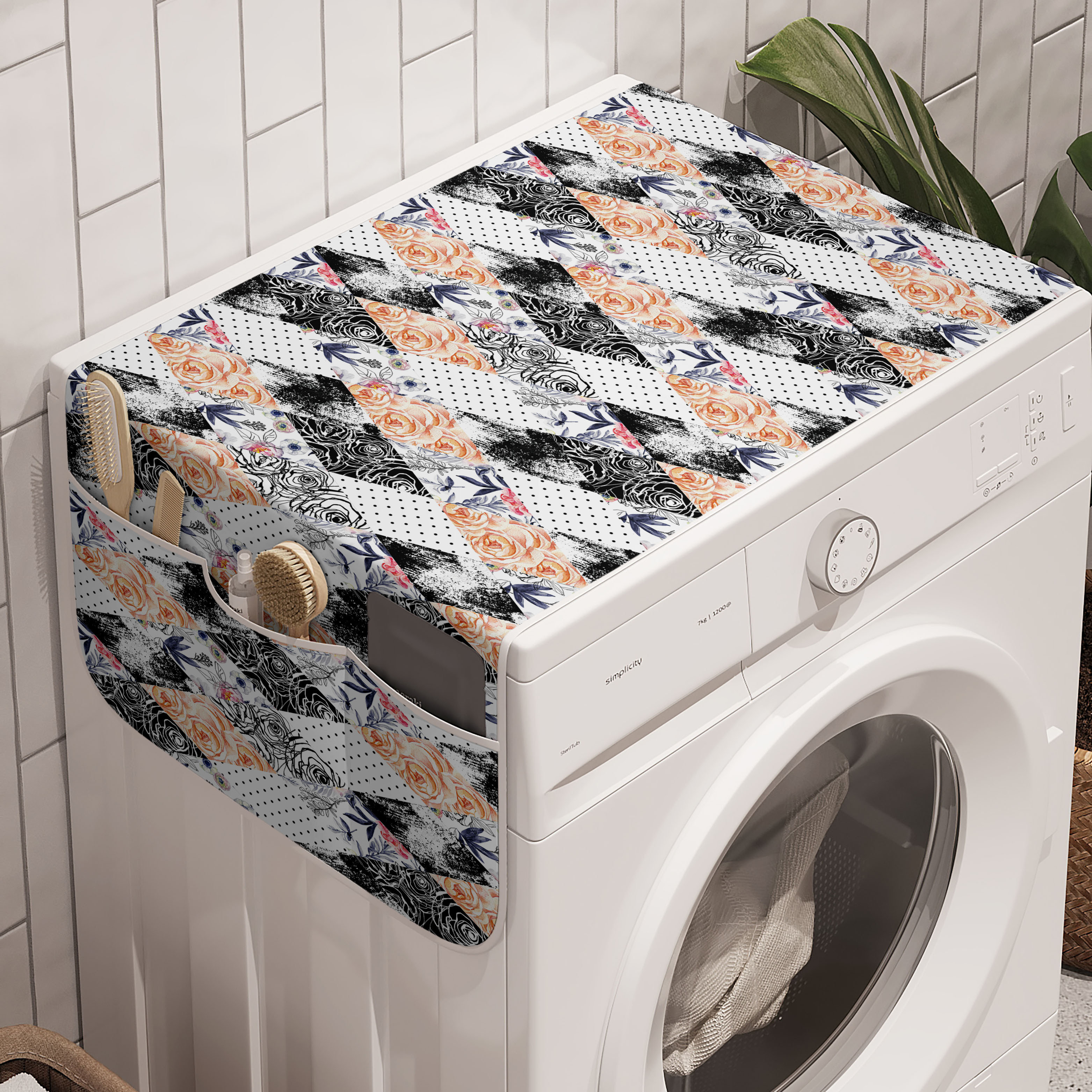 East Urban Home Floral Design Washing Machine Organizer Pack of 2 47" x ...