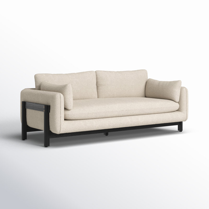 AllModern Magali 80" Wide Mindi Wood Upholstered Sofa, Beige | AllModern