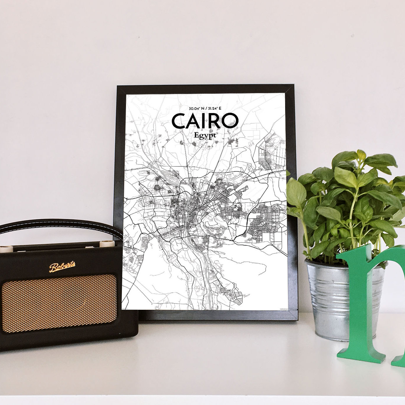 Wrought Studio 'Cairo City Map' Graphic Art Print Poster in Tones ...