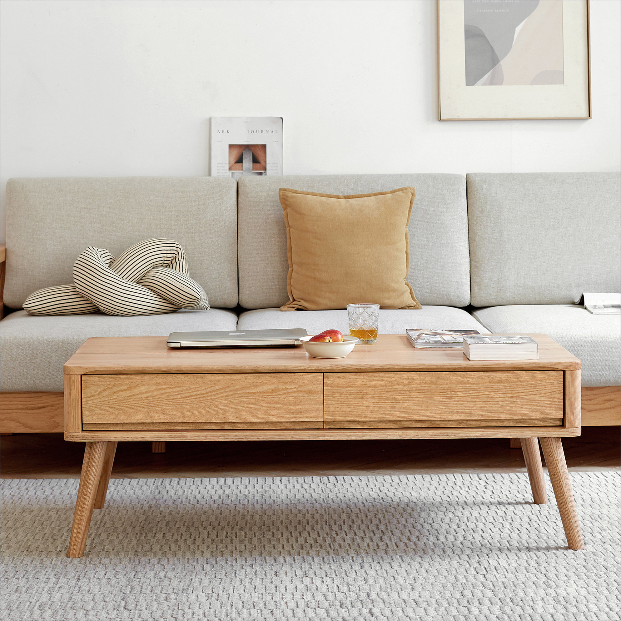Corrigan Studio® Elevating Center Table Low Table 100% Solid Oak Wood ...