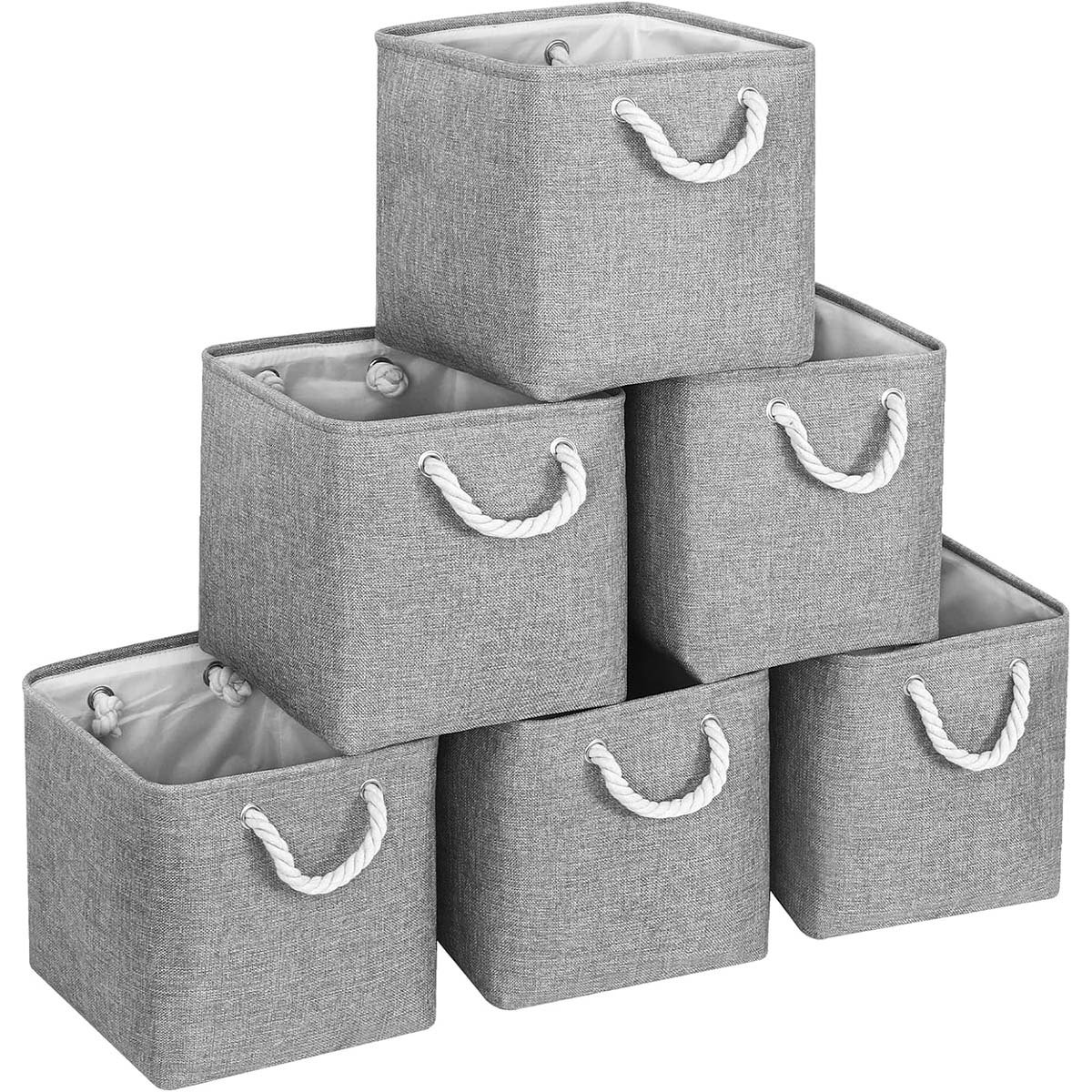 KINOFO 6 Pack Cube Storage Bins, Foldable Storage Cubes, Fabric Cubes ...
