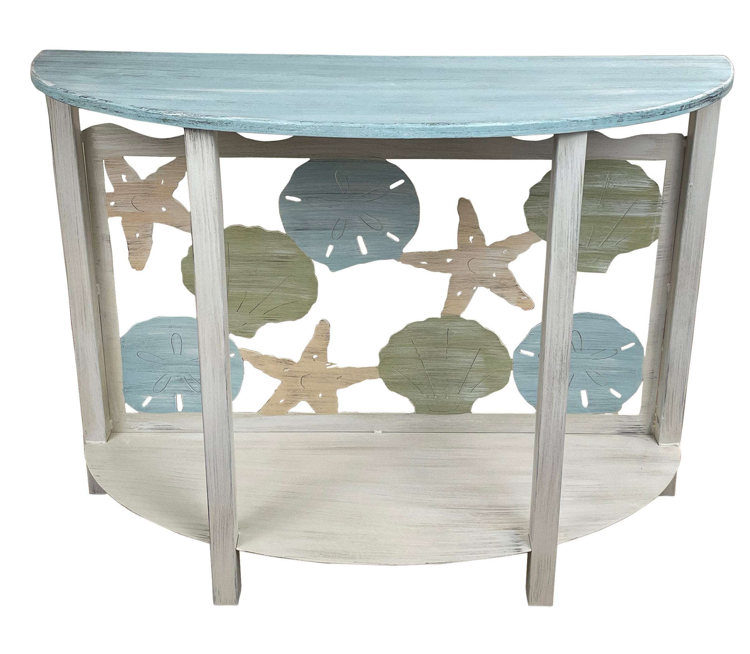 Beachcrest Home™ IRON ROUNDED SOFA TABLE WITH MULTI SHELL ACCENT | Wayfair