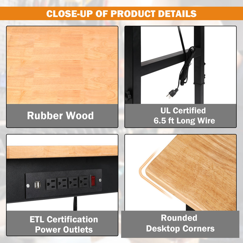 WFX Utility™ Dicha Adjustable Height Wood Workbench & Reviews | Wayfair