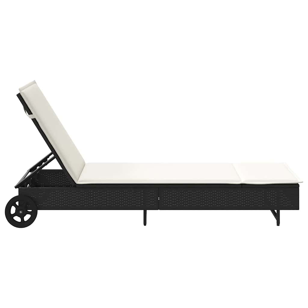 Latitude Run® Sun Lounger With Wheels And Cushion Poly Rattan | Wayfair