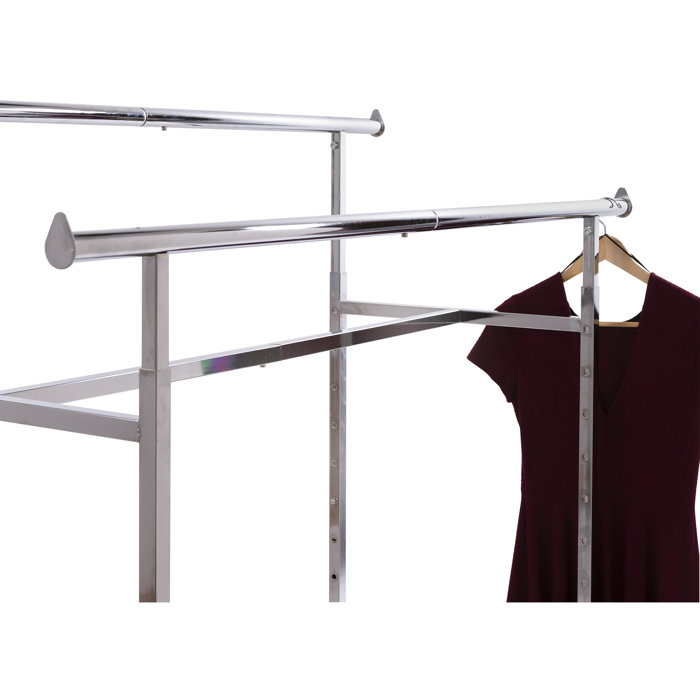 Rebrilliant Nathanial 60" W Adjustable Height Double Bar Clothing Rack ...