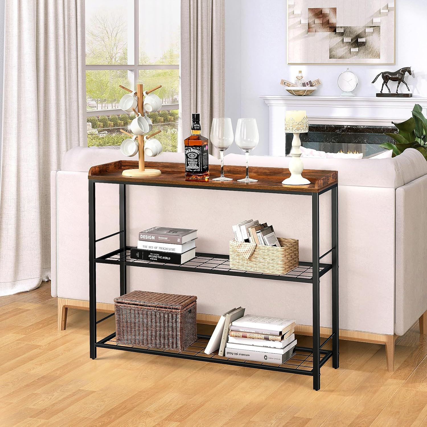 17 Stories Console Table With Baffle, 3 Tier Narrow Sofa Tables ...