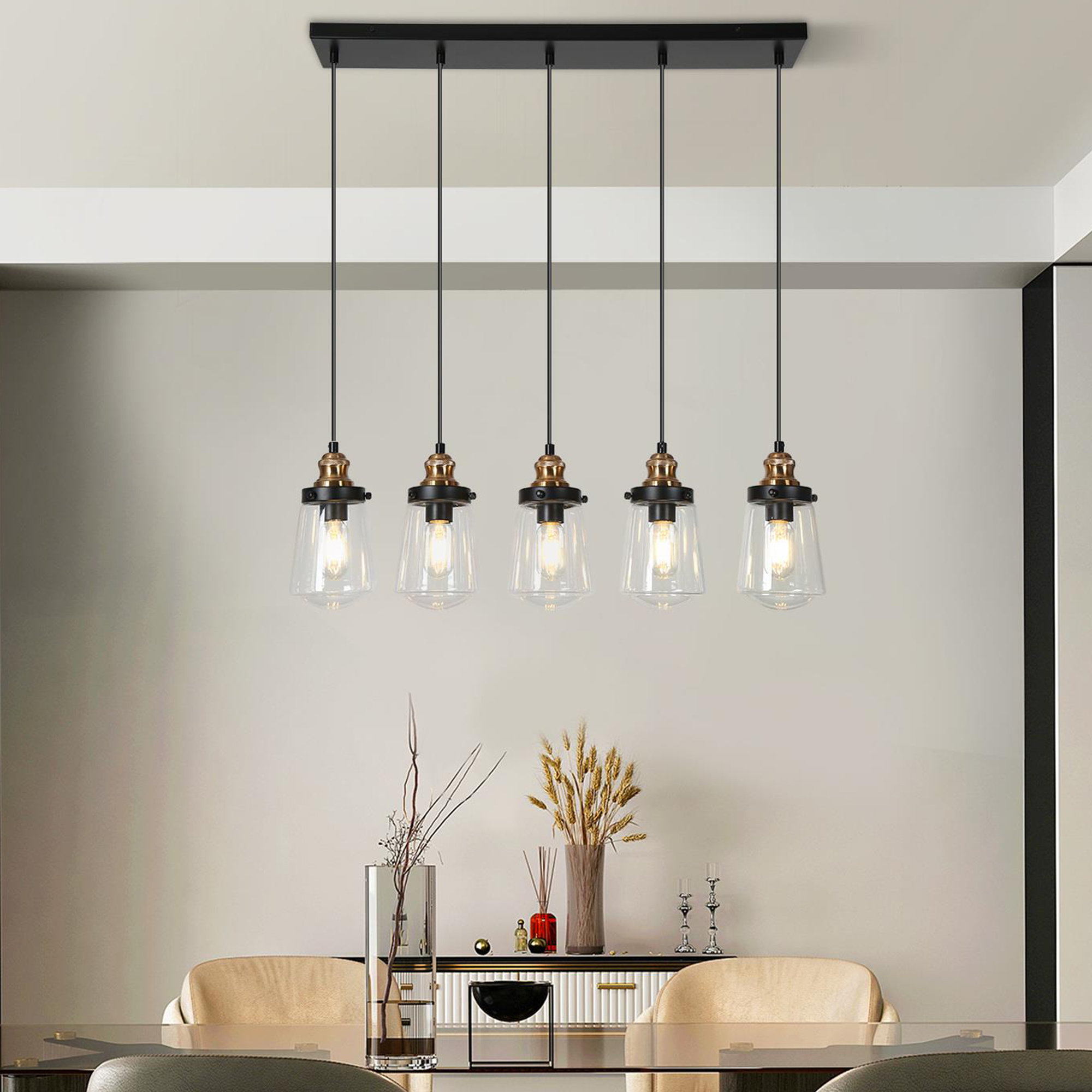 Breakwater Bay 5 - Light Kitchen Island Linear Pendant Light | Wayfair