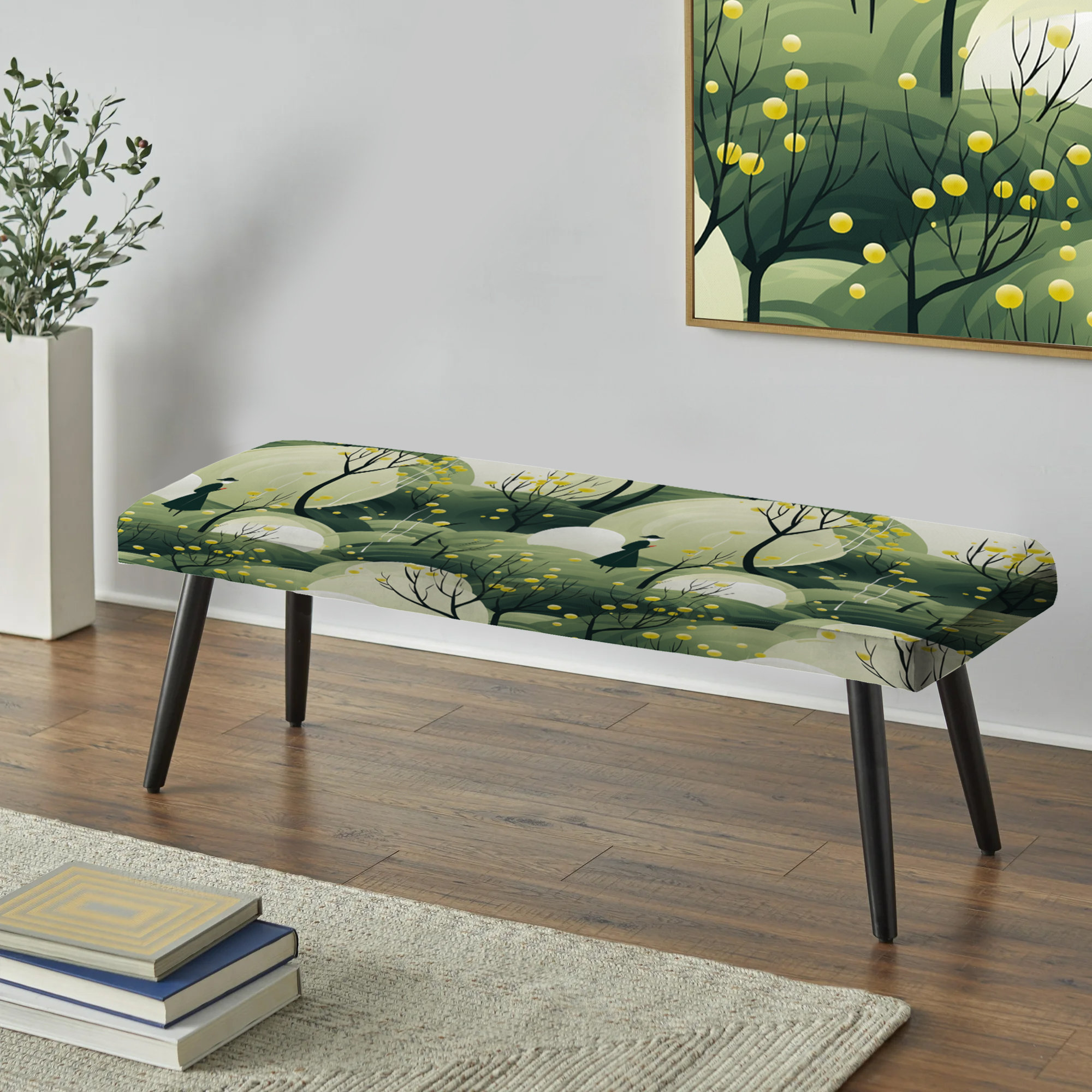 Design Art Green Tranquil Mindset Landscape Zen - Botanical Upholstered ...