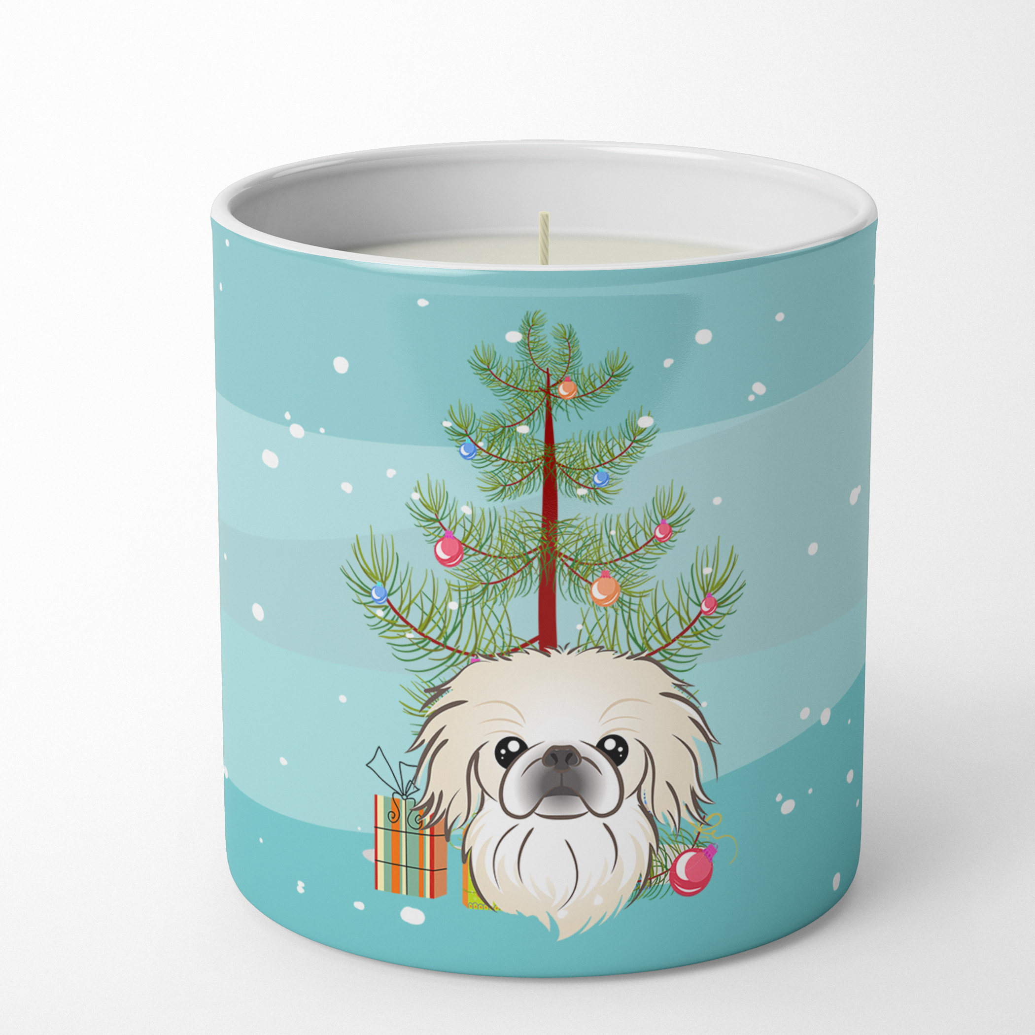 Caroline's Treasures Christmas Tree And Pekingese 10 Oz Decorative Soy ...