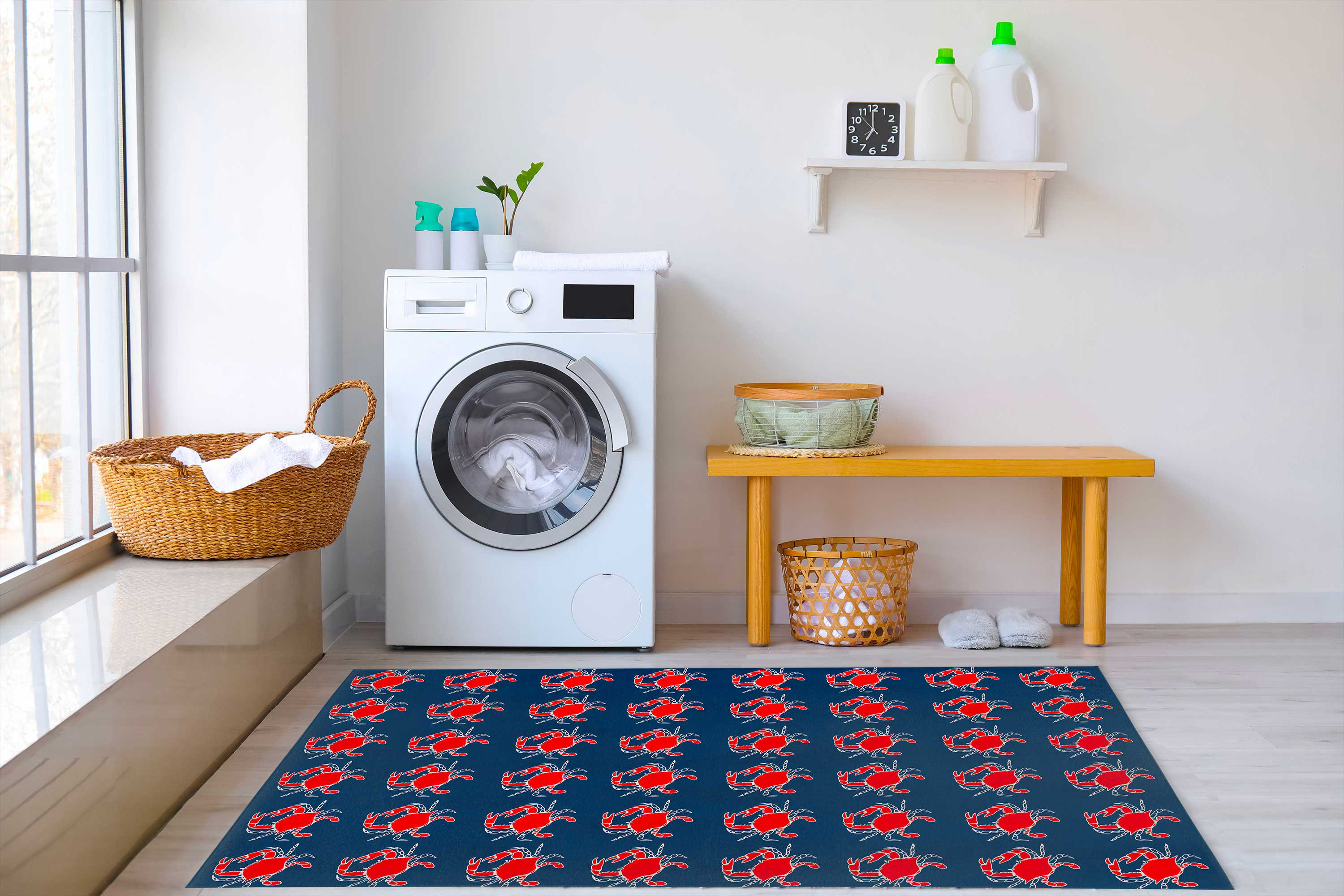 Rosecliff Heights Cafer Polyester Laundry Mat in Red | Wayfair