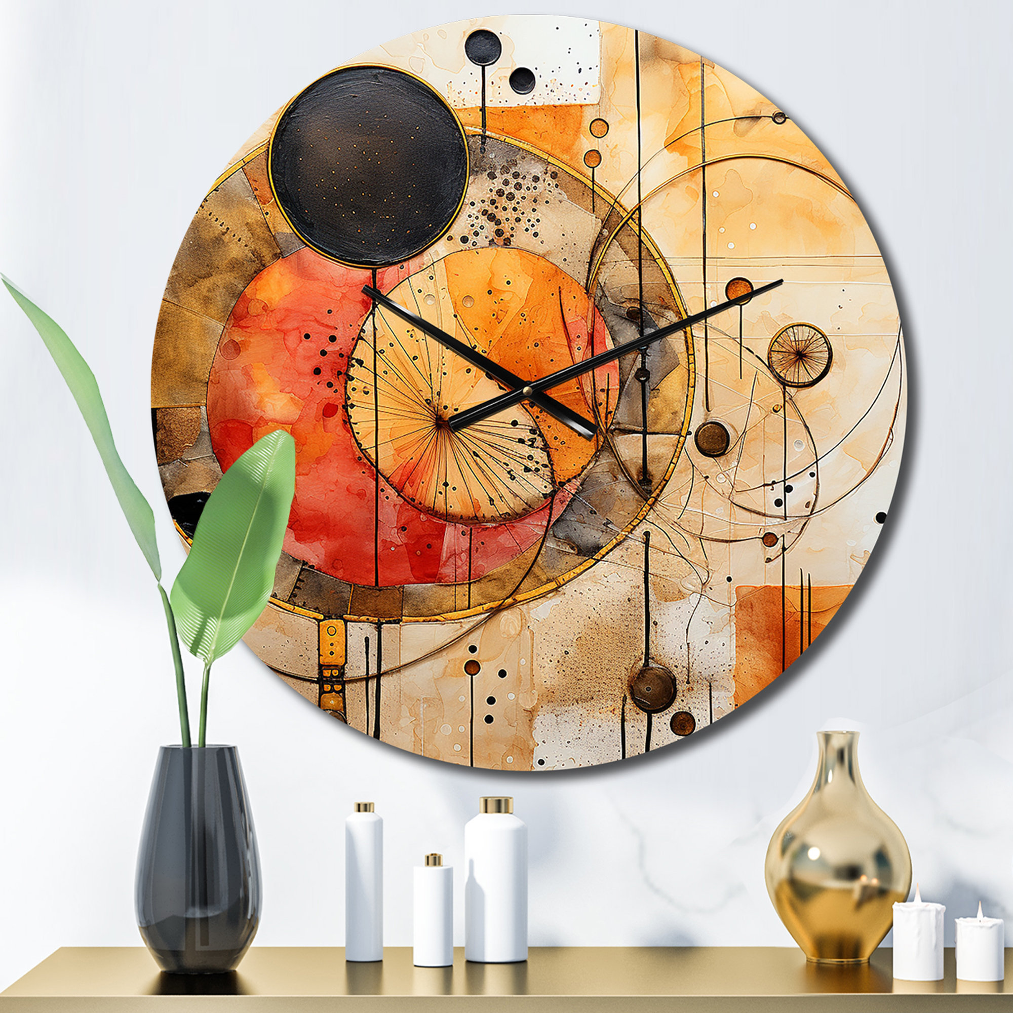 Design Art Golden Hue Horizons Vintage Pink Gold II Metal Wall Clock ...