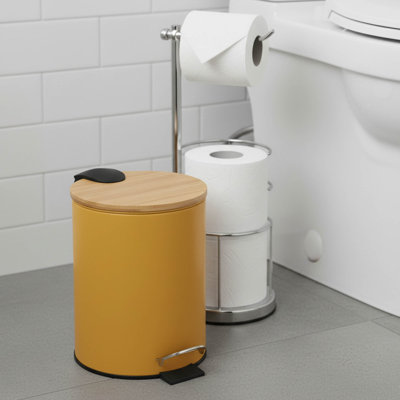 yellow bathroom bin