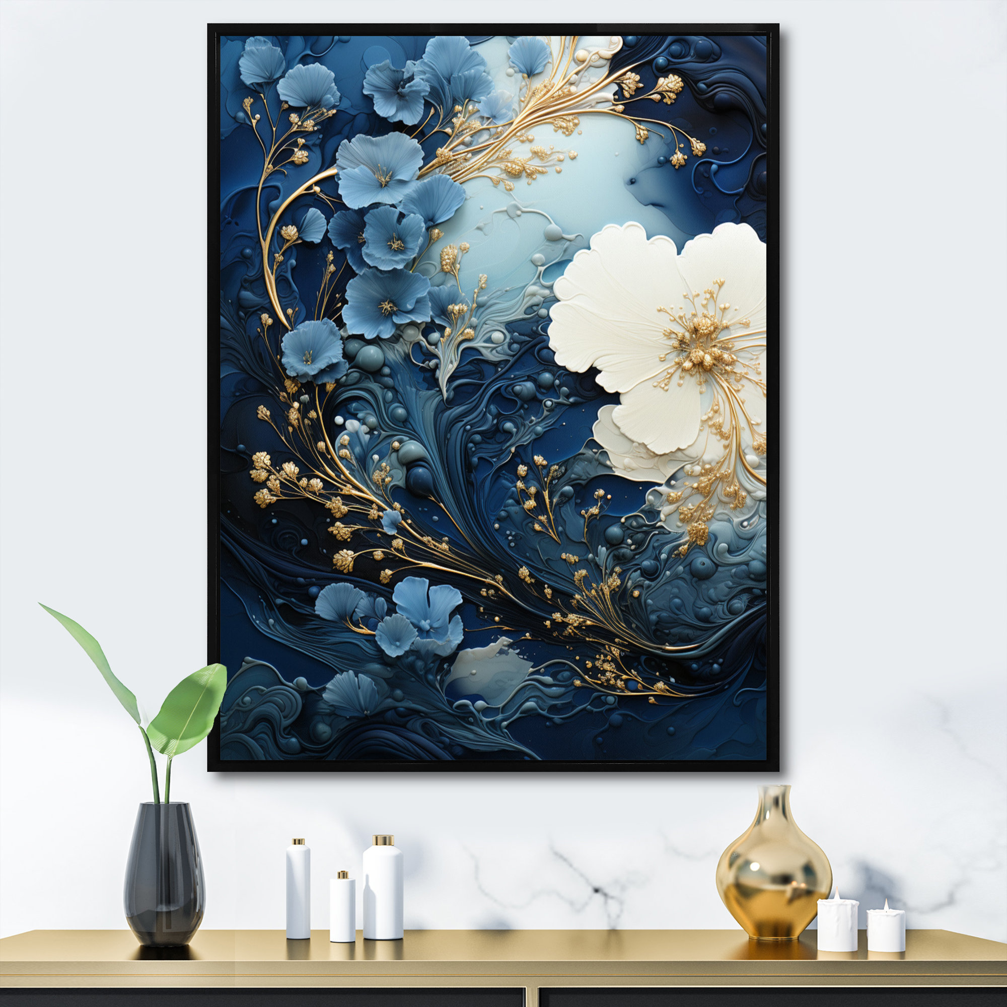 Mercer41 Nedrick Liquid Ink Spiral II Framed On Canvas Print | Wayfair