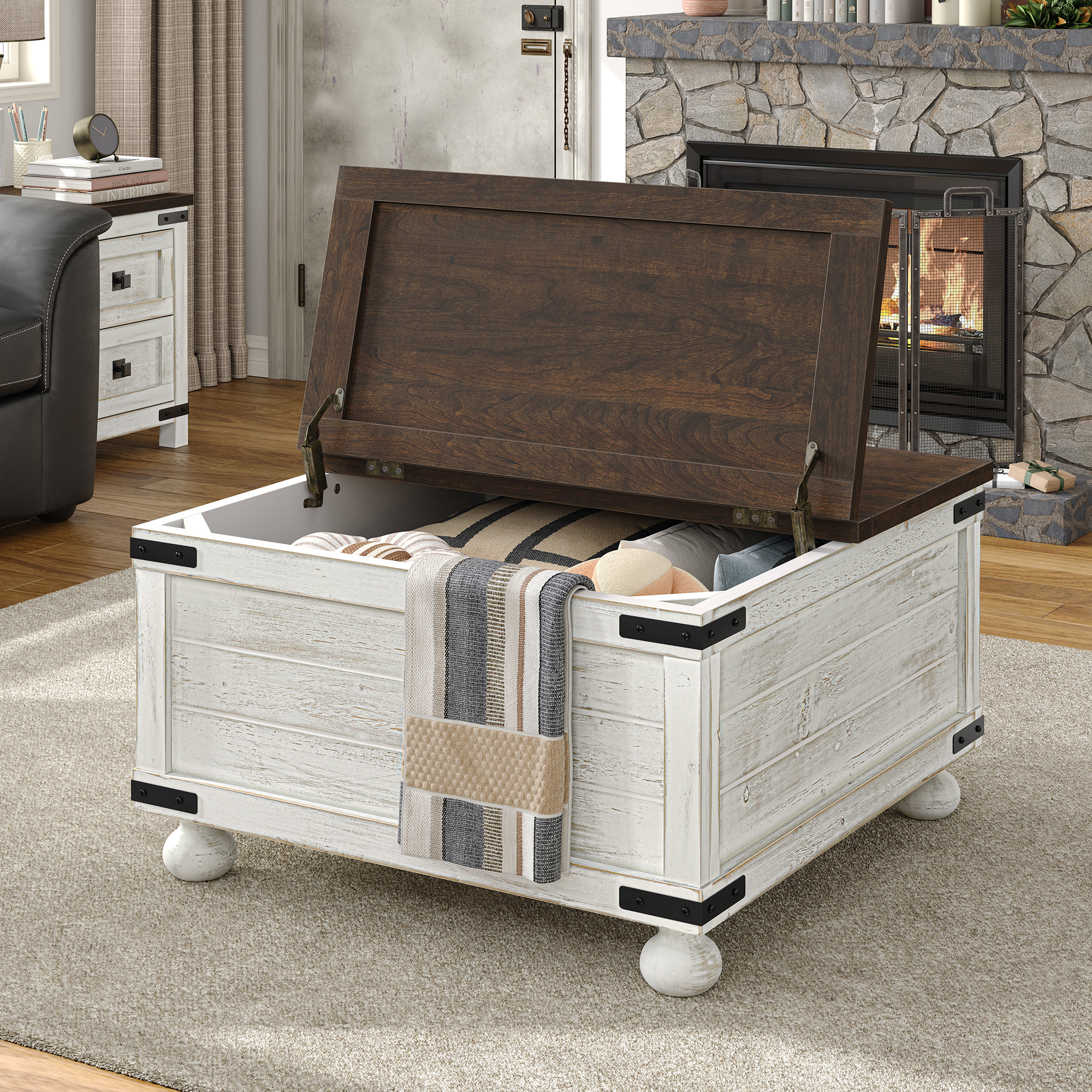 August Grove Deia Single Coffee Table,Square Wood Coffee Table with ...