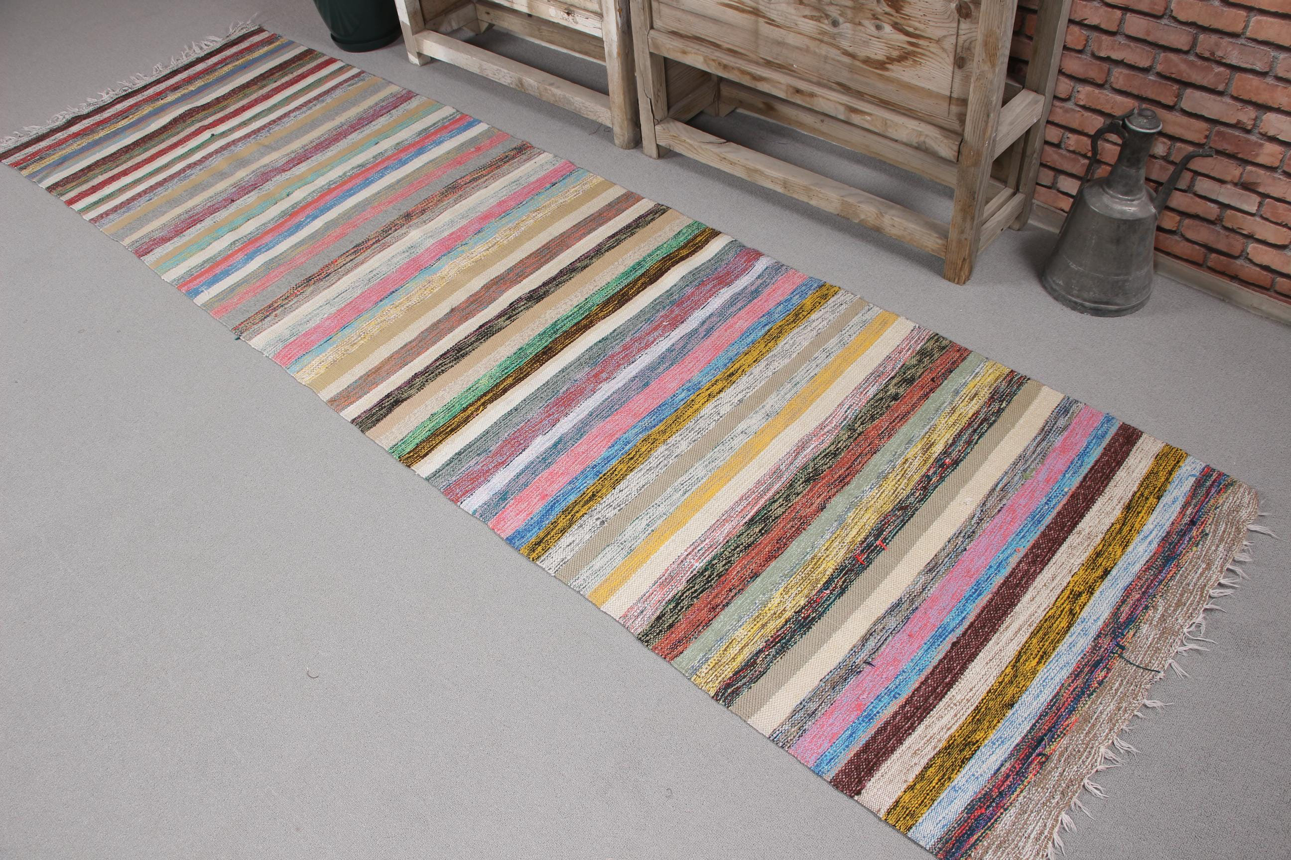 Foundry Select Stylish Turkish Kilim Rug Runner with Striped Design and ...
