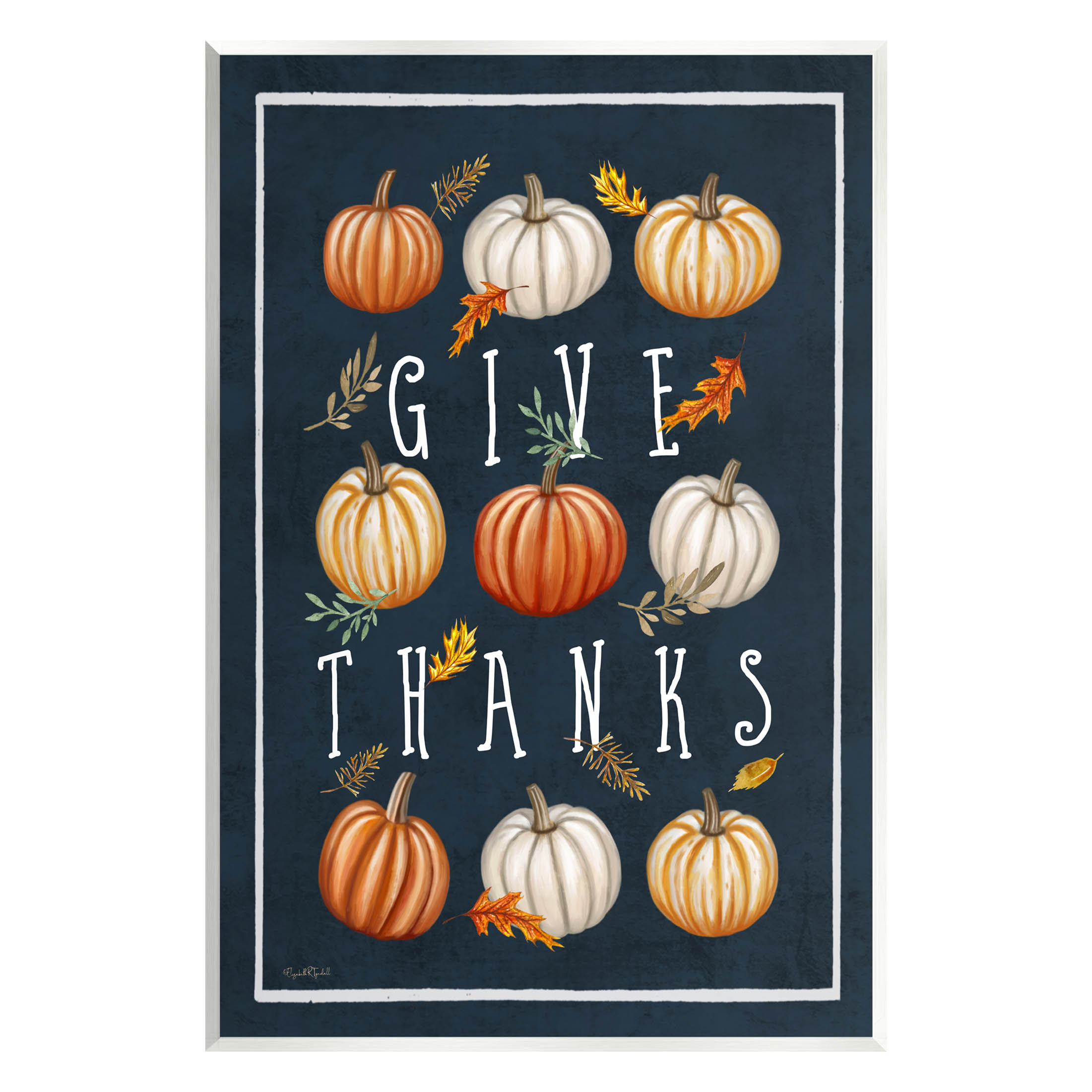 Stupell Industries Give Thanks Autumn Pumpkins Wall Plaque Art By ...